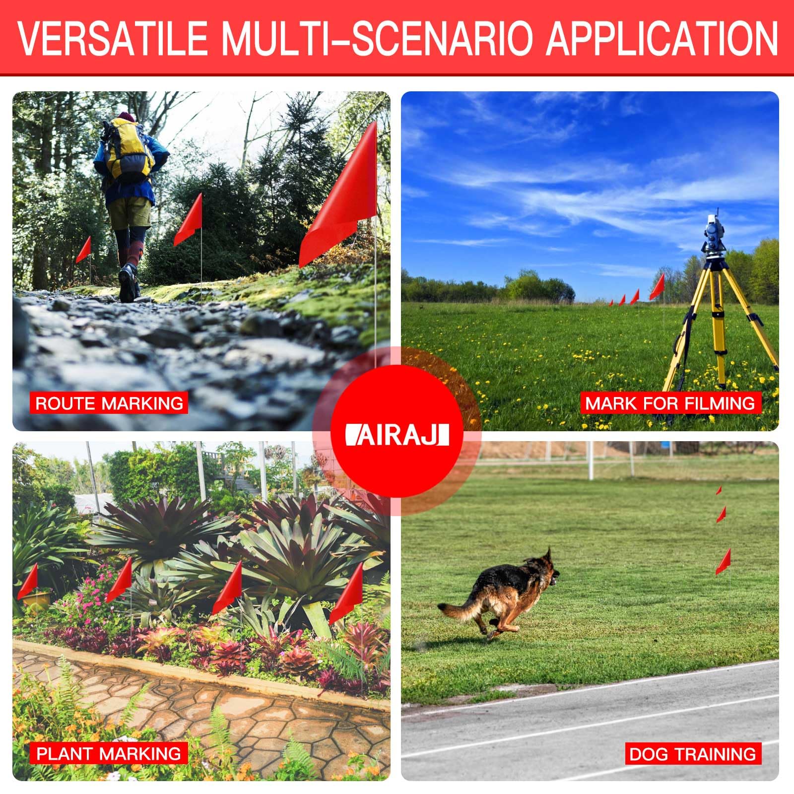 Snapklik.com : 20 Pack Red Marking Flags, 4x5 Inch Lawn, Landscape, Sprinkler, Dog Training ...