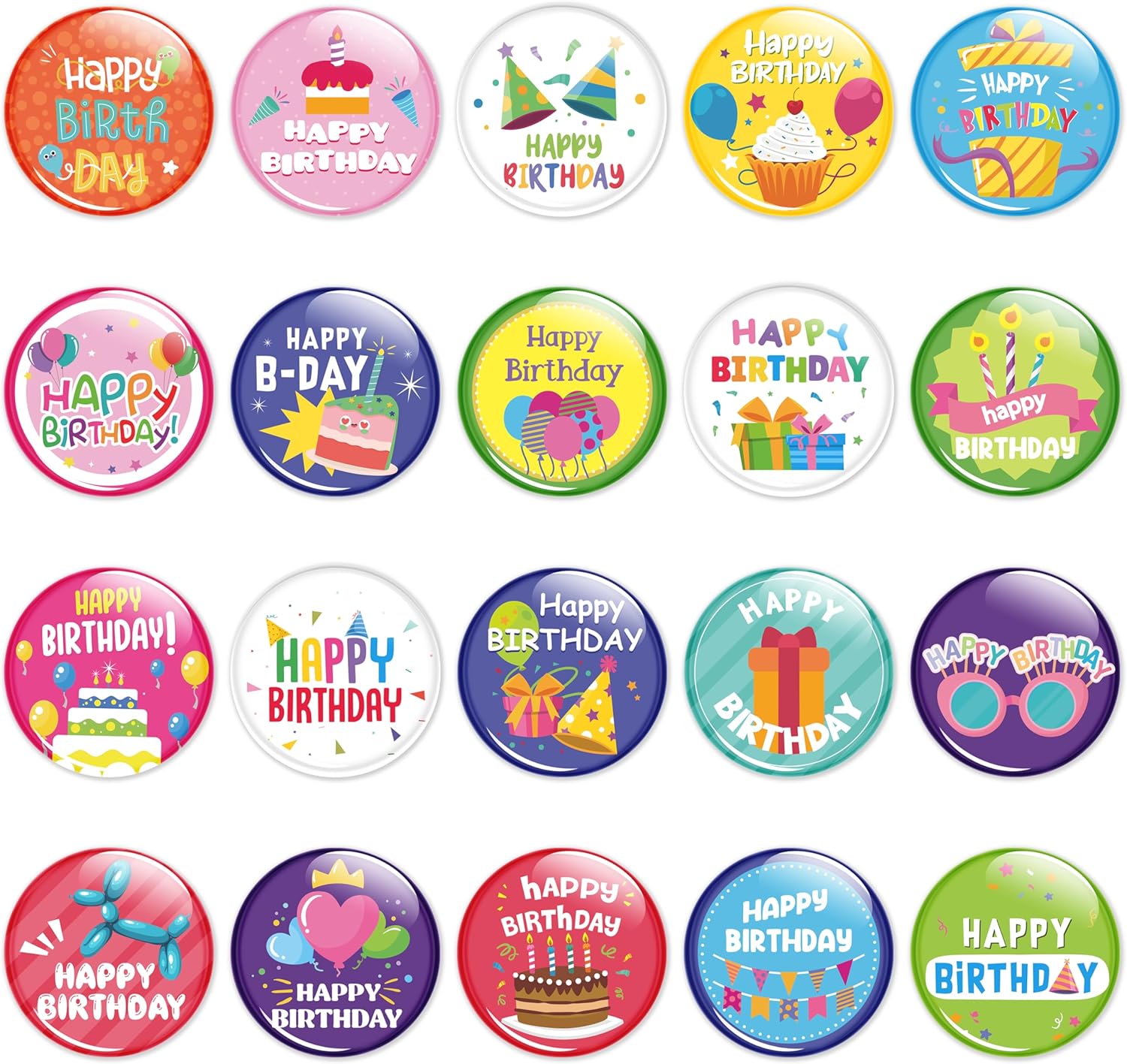 Amazon.com: BZaber 100Pcs Birthday Buttons Colorful Birthday Pin Bulk ...