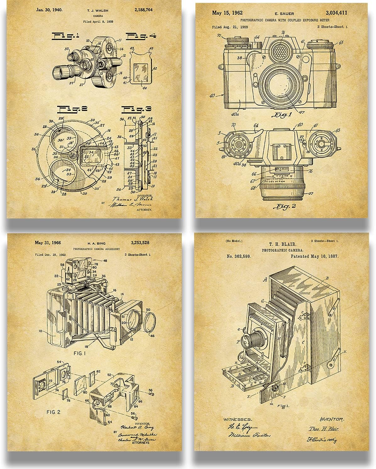 Amazon.com: Govivo Antique Camera Patent - A Set of Four Photgraphy ...