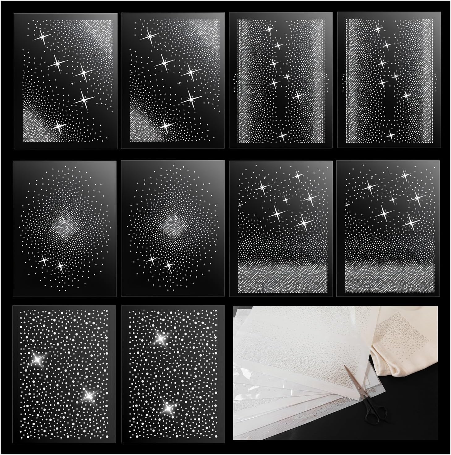 Amazon.com: 10 Sheets Glitter Iron on Rhinestone Hotfix Sheets ...