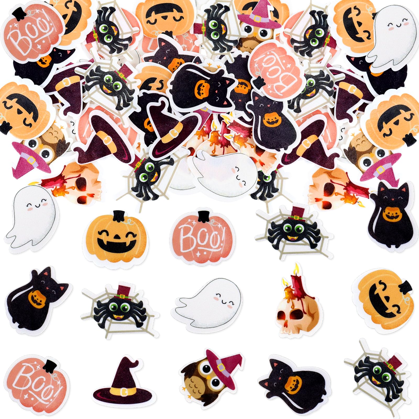 Amazon.com: 40 Pack Edible Halloween Cupcake Toppers Wafer Paper ...