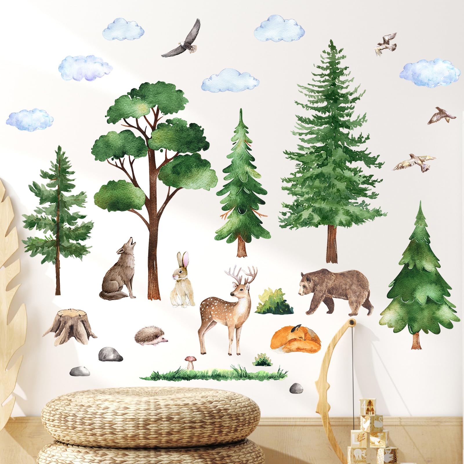 Amazon.com: Jungle Animals Wall Decals Cartoon Animals Wall Stickers ...