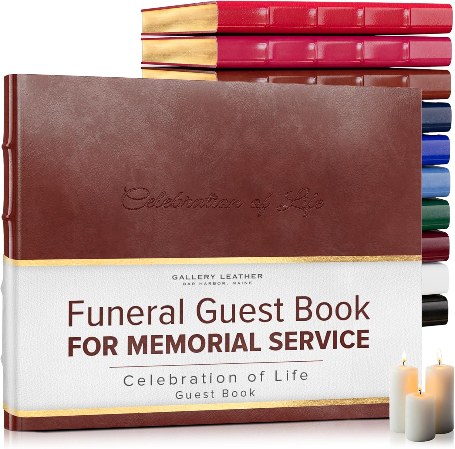 Amazon.com: Gallery Leather Funeral Guest Book for Memorial Service and ...