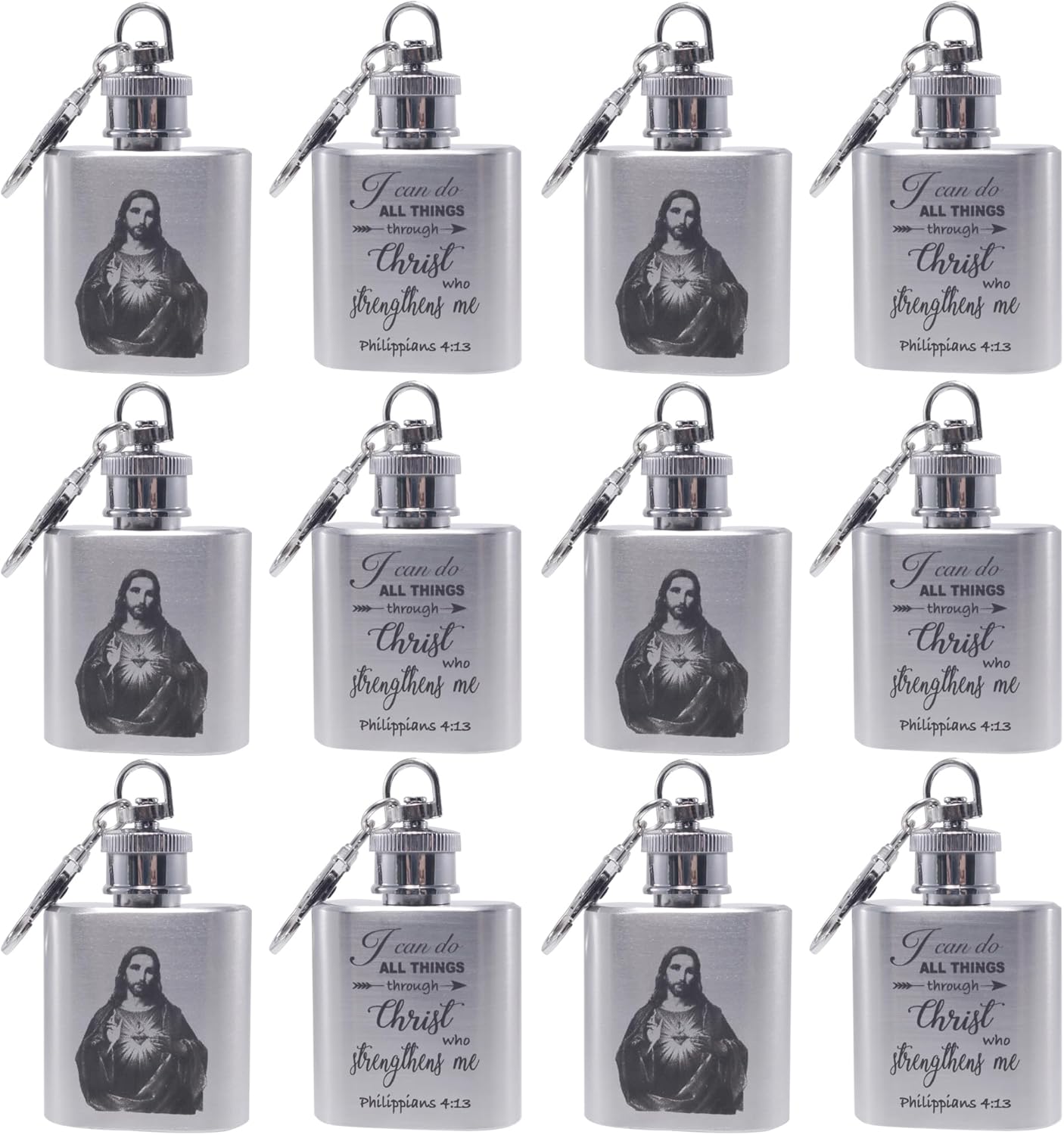 Amazon.com | Patron Saints Holy Water Keychain mini-Flask, Bible Verse ...