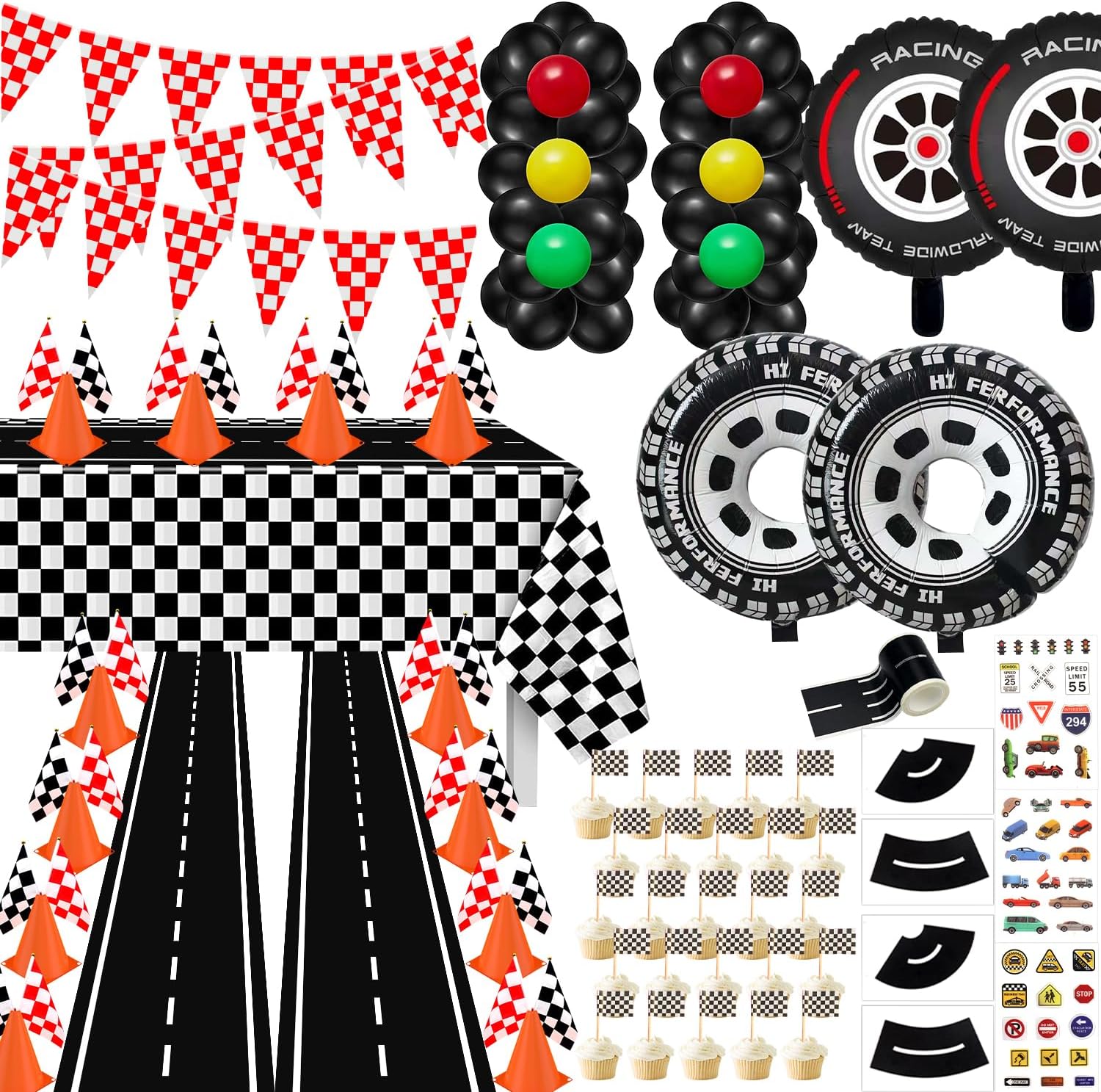 Race Car Party Supplies, 12 Traffic Cones With Holes on Top, 24 ...