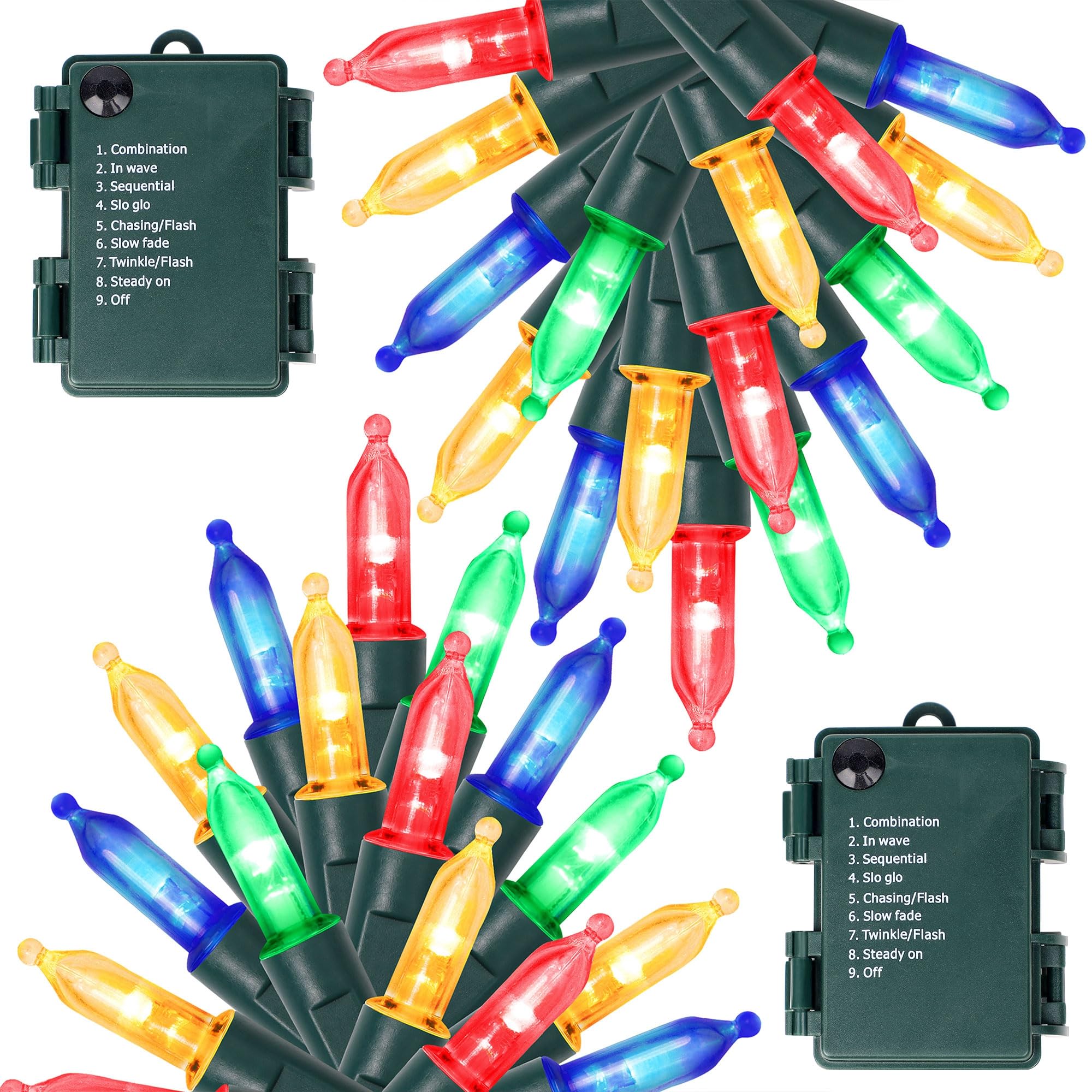 Amazon.com: Joliyoou 2 Packs 50 LED Multicolored Christmas String ...