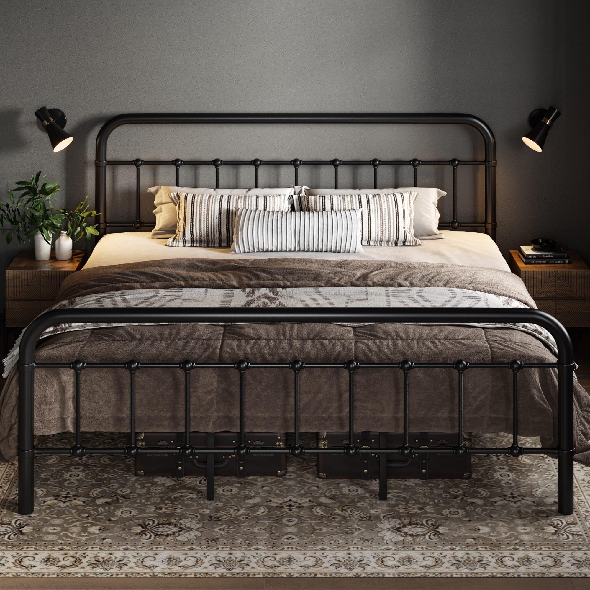 Amazon.com: Christopher Knight Home Sally King-Size Iron Bed Frame ...