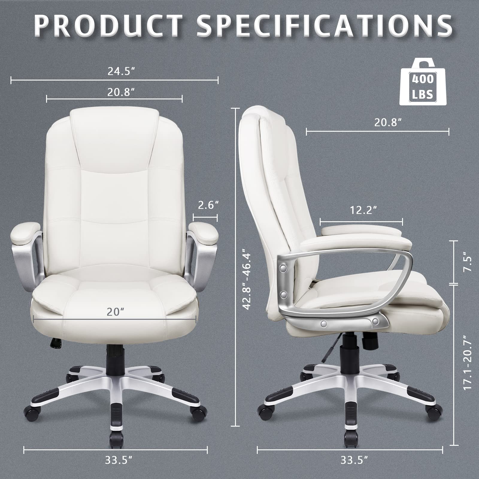 LEMBERI Office Desk Chair, Ergonomic Managerial Executive Chair, Big ...