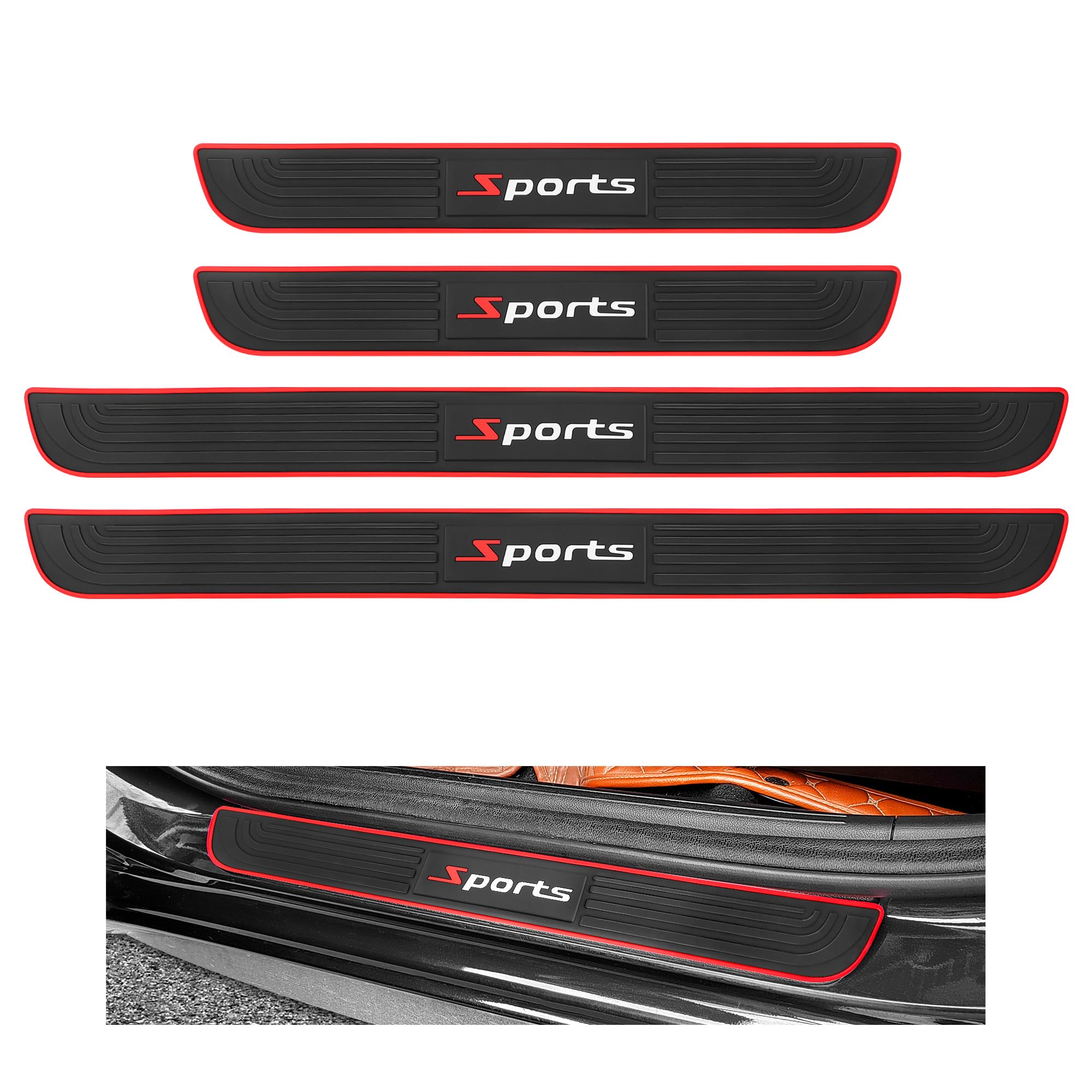 Amazon.com: 4PCS Car Door Sill Protector,Anti-Scratch Rubber Car Door ...