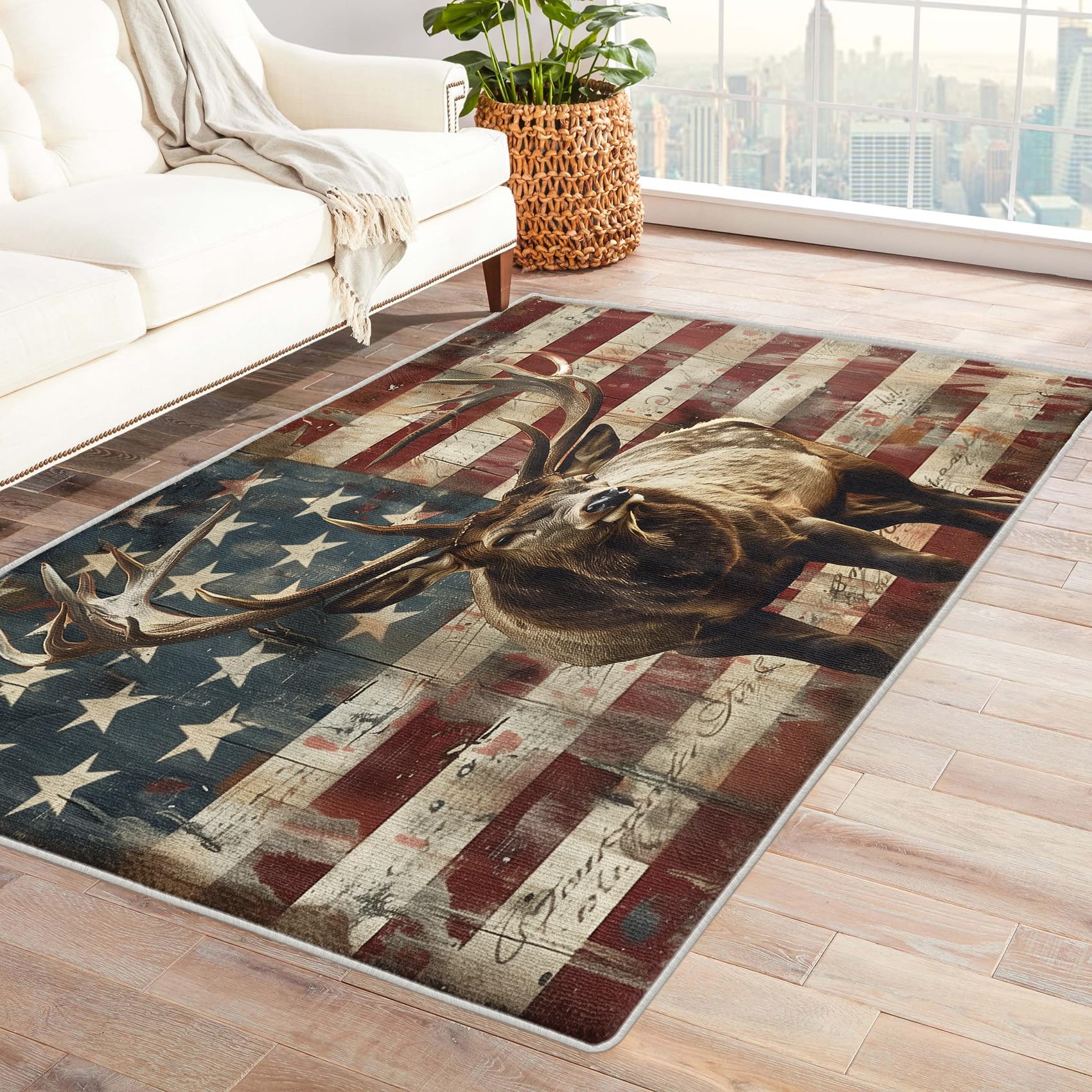 Amazon.com: NejTrenzy Deer Throw Rug 2x3, Washable American Flag Rugs ...