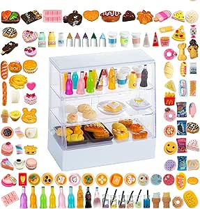 Amazon.com: 152Pcs Miniature Bakery Cake Stand Display Cabinet with ...