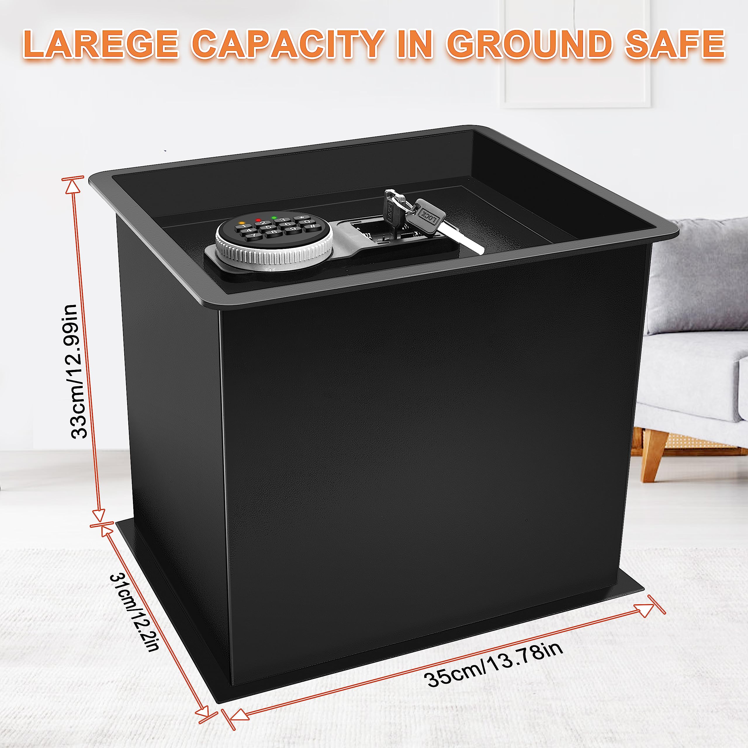 Fireproof Floor Safe, Heavy Duty In Ground Safe for Home with ...