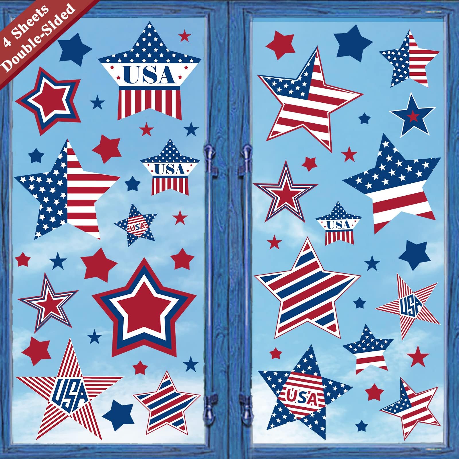 Amazon.com: AnyDesign 98Pcs Patriotic Window Clings Watercolor American ...