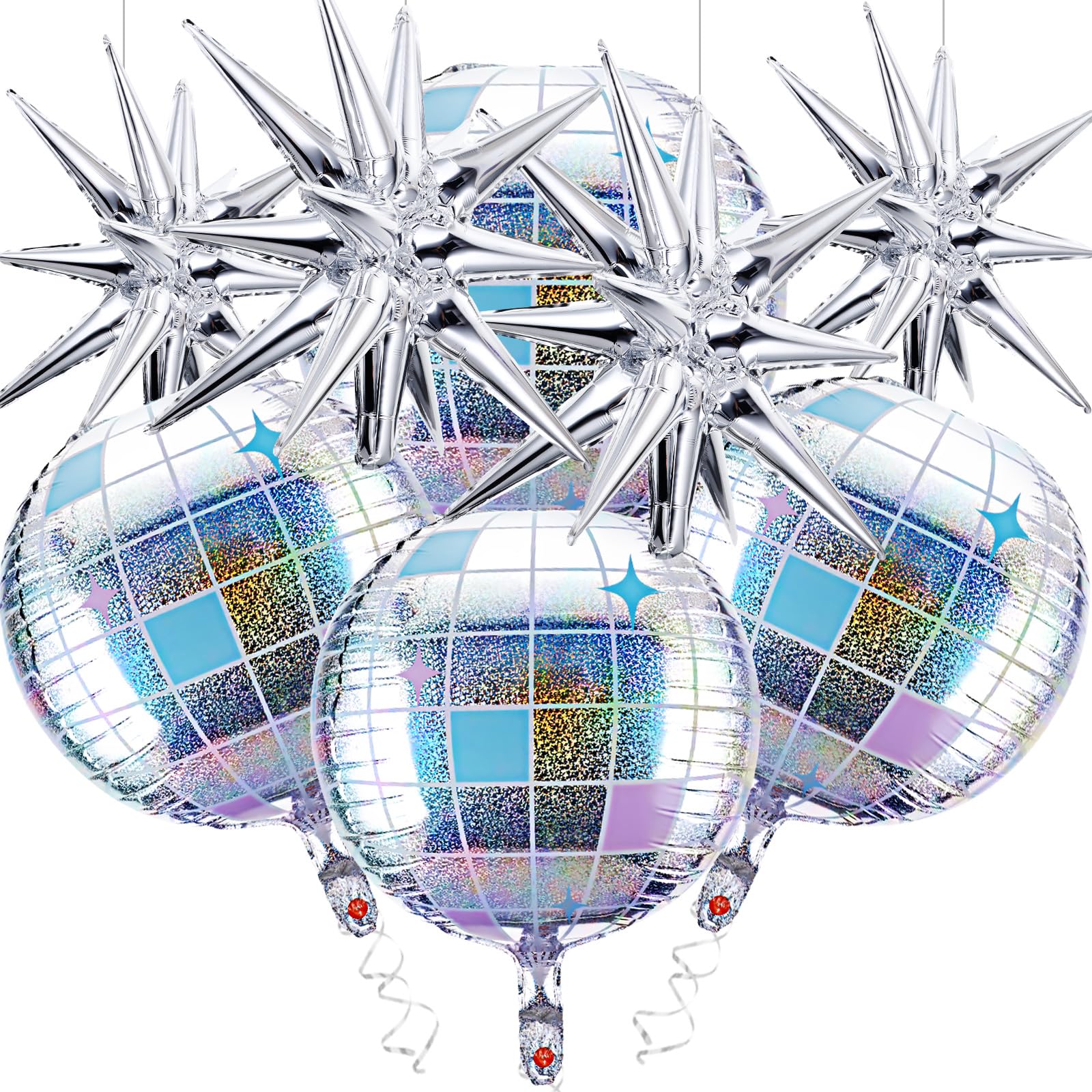 Amazon.com: 8 Pcs Disco Ball Ballons, Silver Last Disco Balloons 22Inch ...