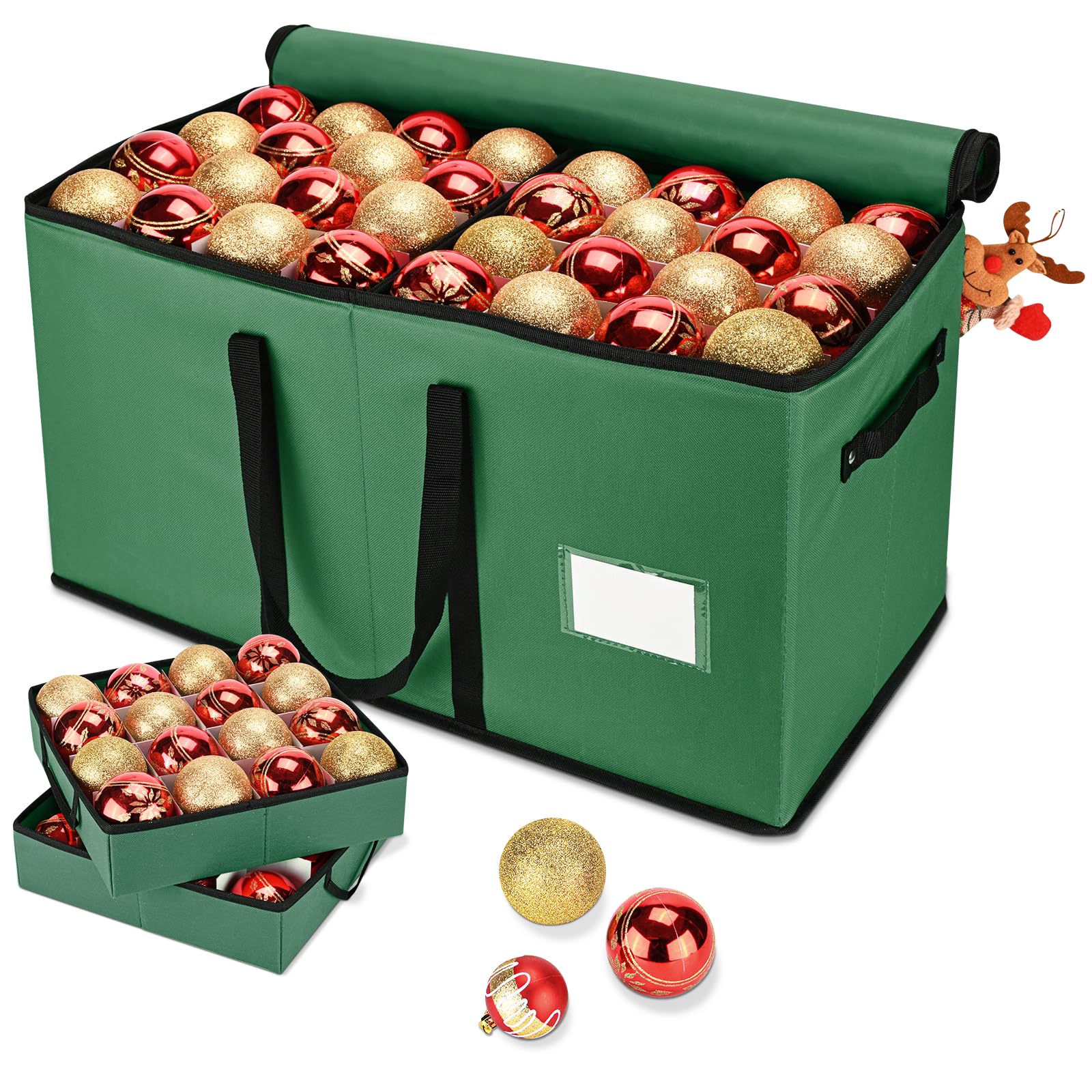 BROSYDA Christmas Ornament Storage Box, Ornament Storage Organizer Fits ...