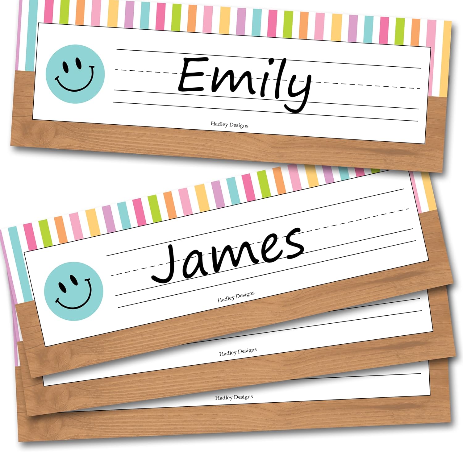 Amazon.com: 25 Colorful Student Desk Name Tags Classroom - Student Name ...