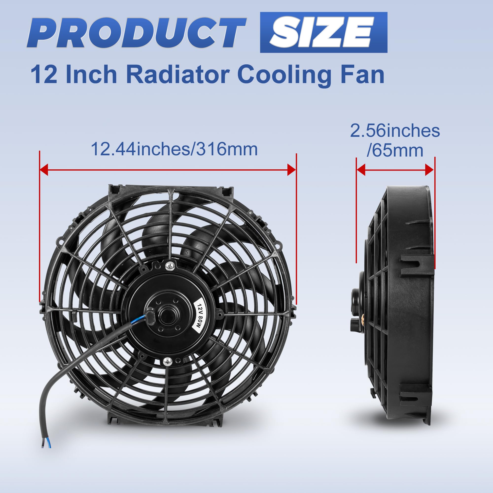 Snapklik.com : 12 Inch 12” Black Universal Electric Radiator Slim Fan ...
