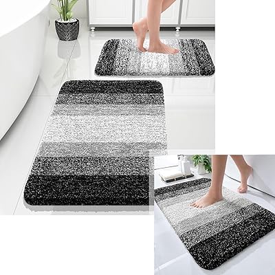 Amazon.com: OLANLY Grey U-Shaped Rug Set, 2 Item Bundle: Bath Mat ...