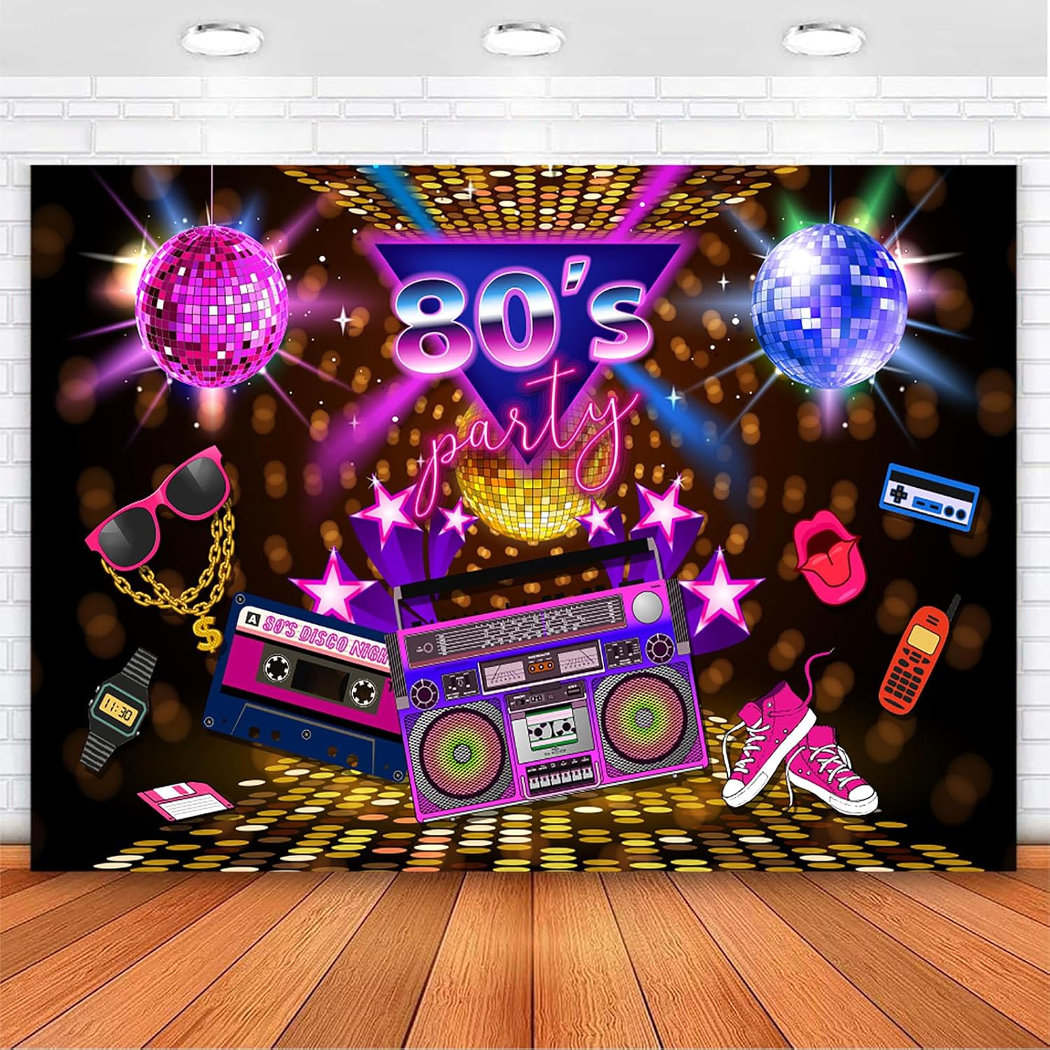 Amazon.com : Mehofoto 80s Party Backdrop Retro Style 80's Party ...