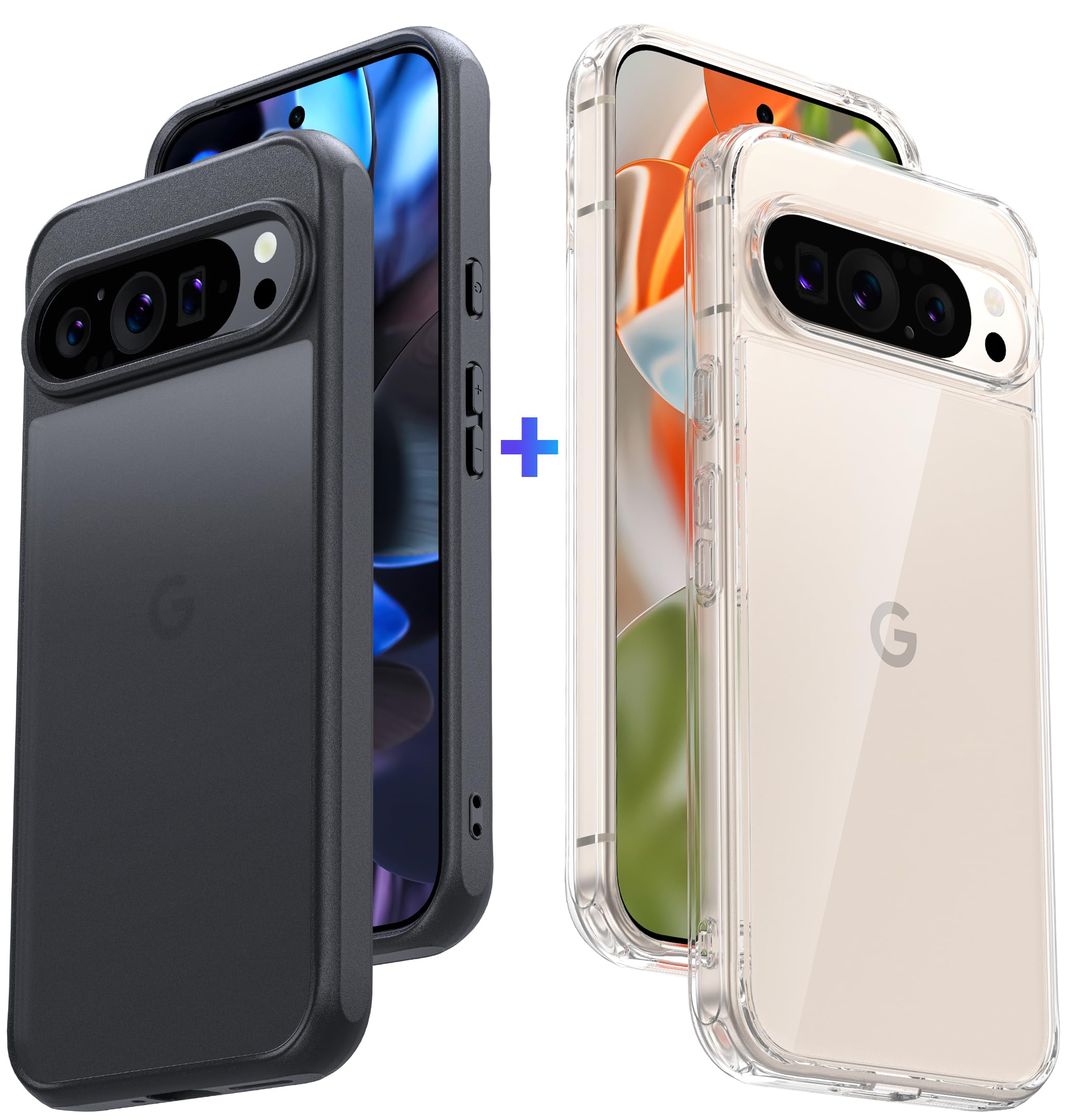 Amazon.com: JIC 1+1 Bundle - for Pixel 9 + 9 Pro Case - [One Crystal ...