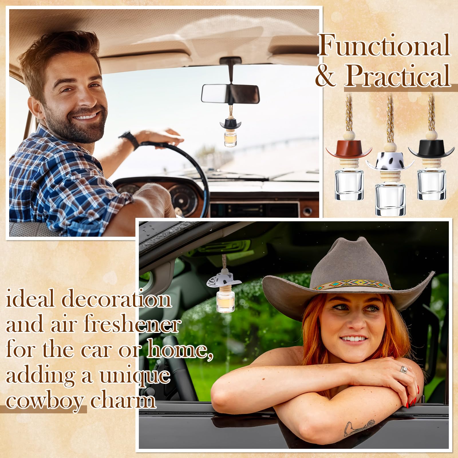 Snapklik.com : Swiffen 3 Pieces Cowboy Hat Car Air Freshener Hanging ...