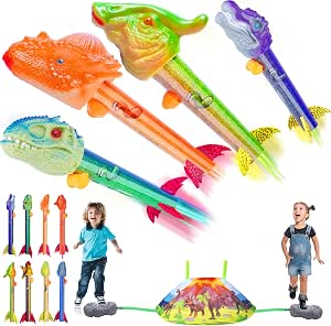 Amazon.com: Dinosaur Rocket Launcher for Kids - Launch Up to 100 Ft, 8 ...
