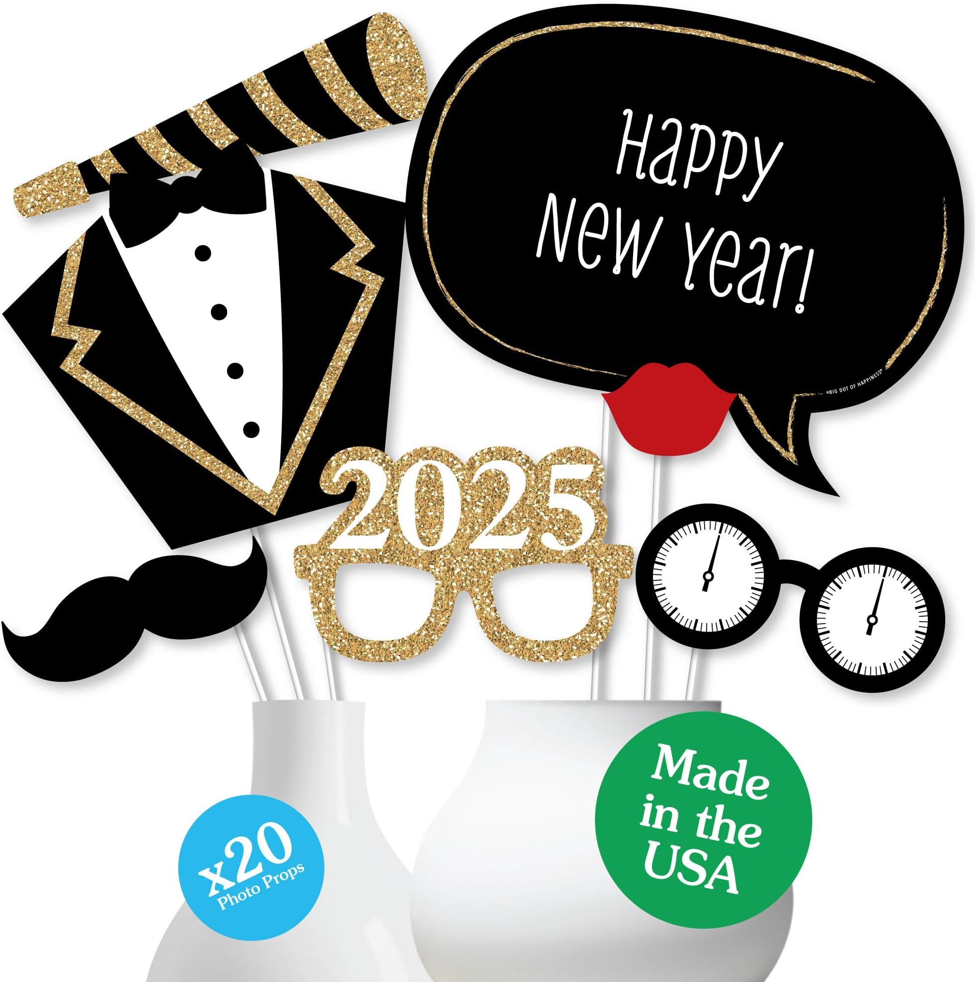 Amazon.com: 7-gost 2026 Happy New Year's Eve Party Photo Booth Props ...