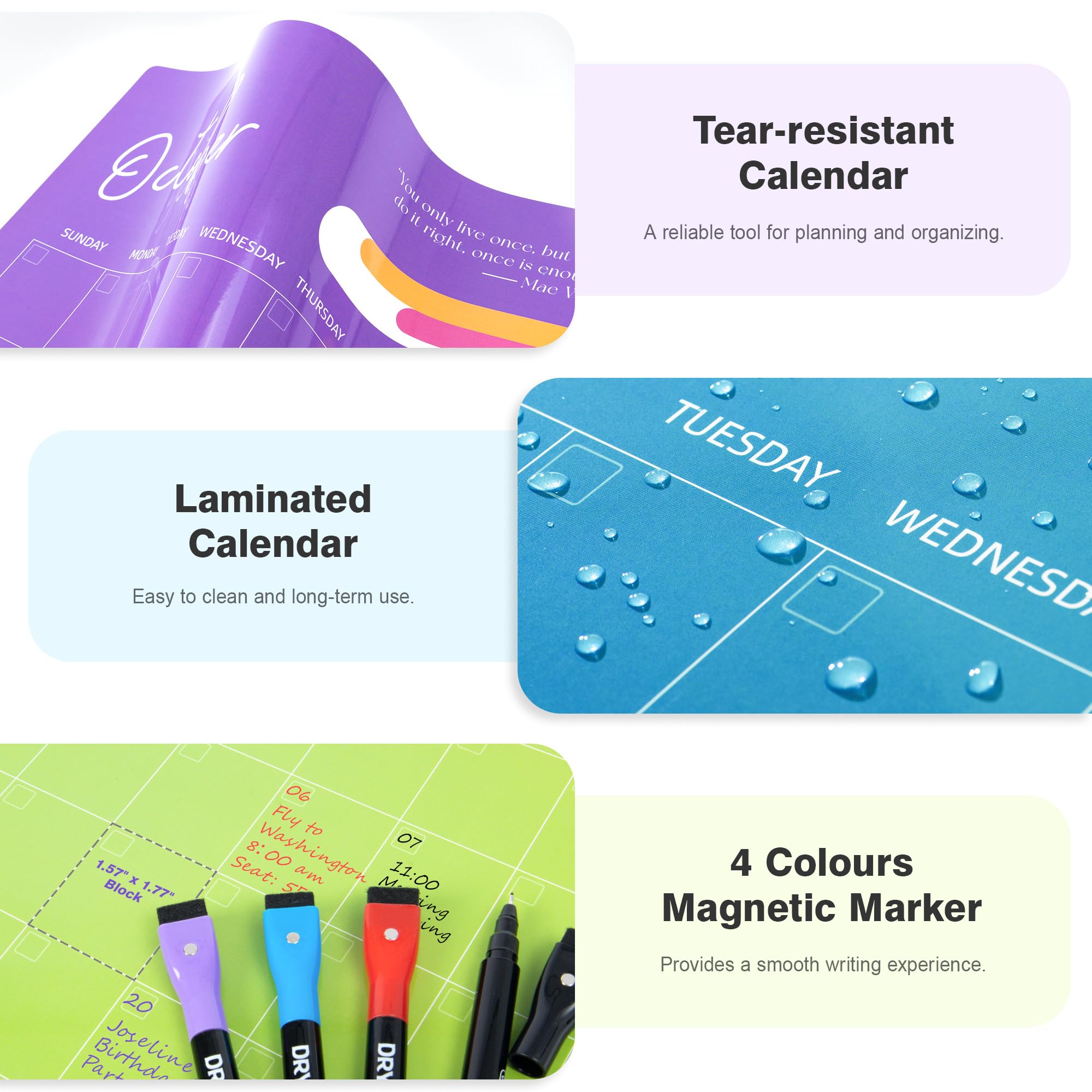 Snapklik.com : Ospelelf Undated Wall Calendar Dry Erase 12 Month