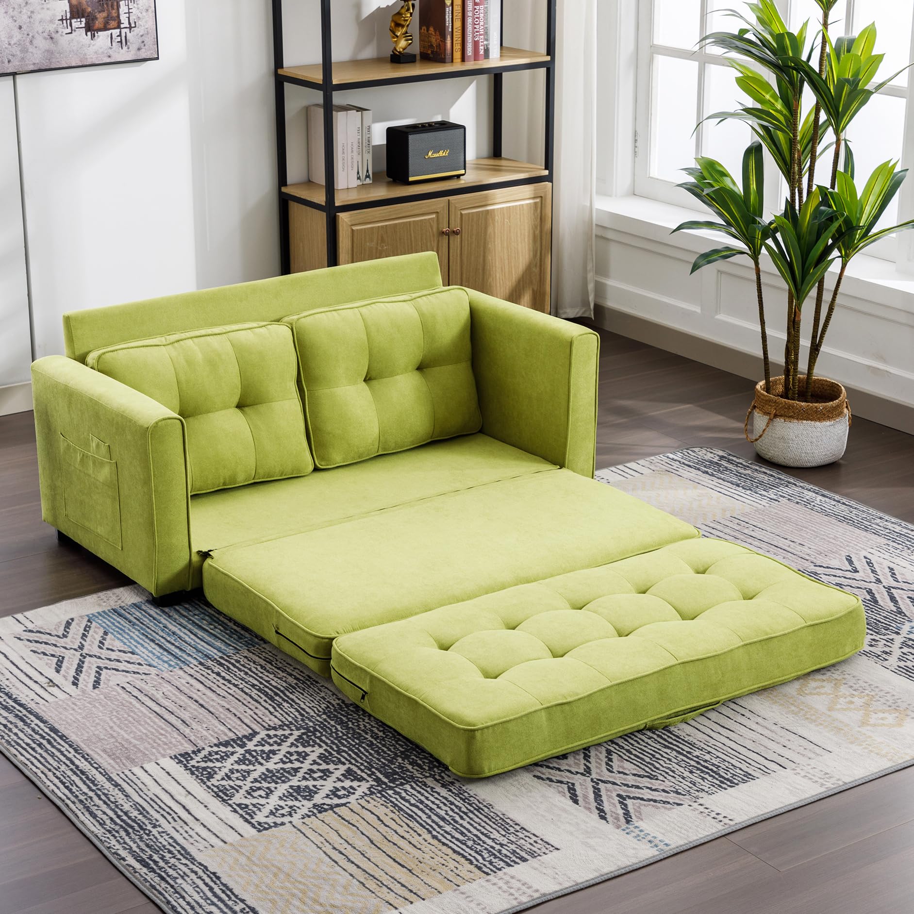 Amazon.com: P PURLOVE Pull Out Sleep Sofa Bed, Modern Upholstered Couch ...