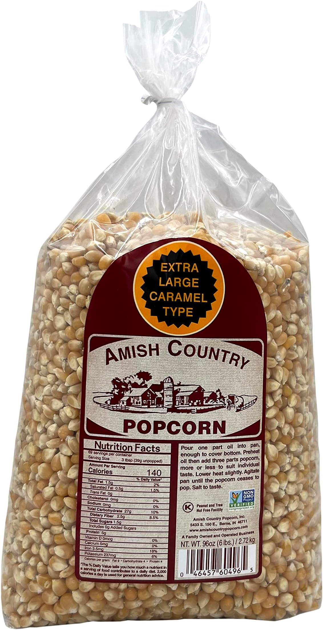 Amazon.com: Amish Country Popcorn | 6 lb Bag | Extra Large Caramel Type ...