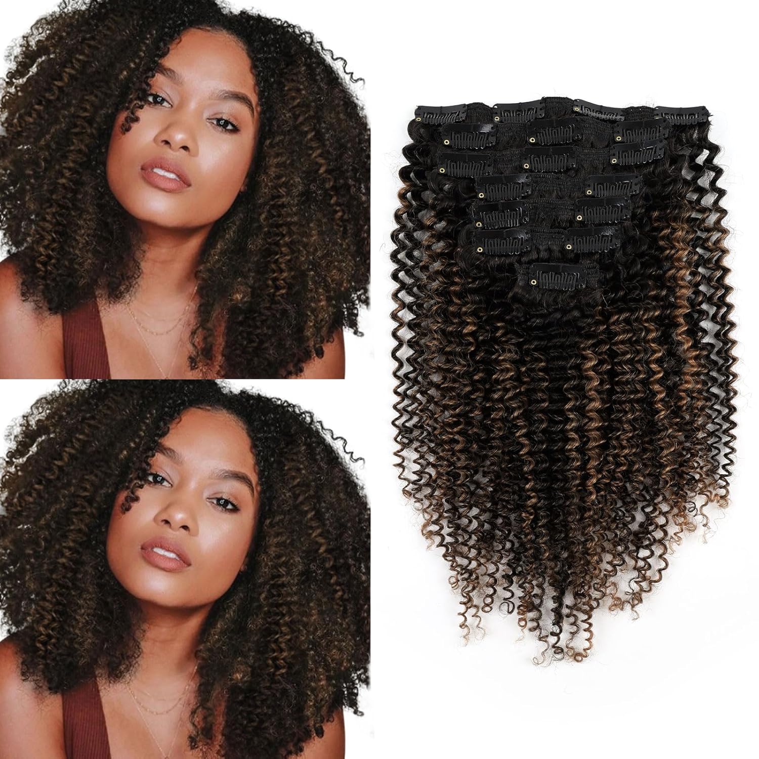 Amazon.com : Sassina Kinky Curly Clip in Hair Extensions Invisible ...