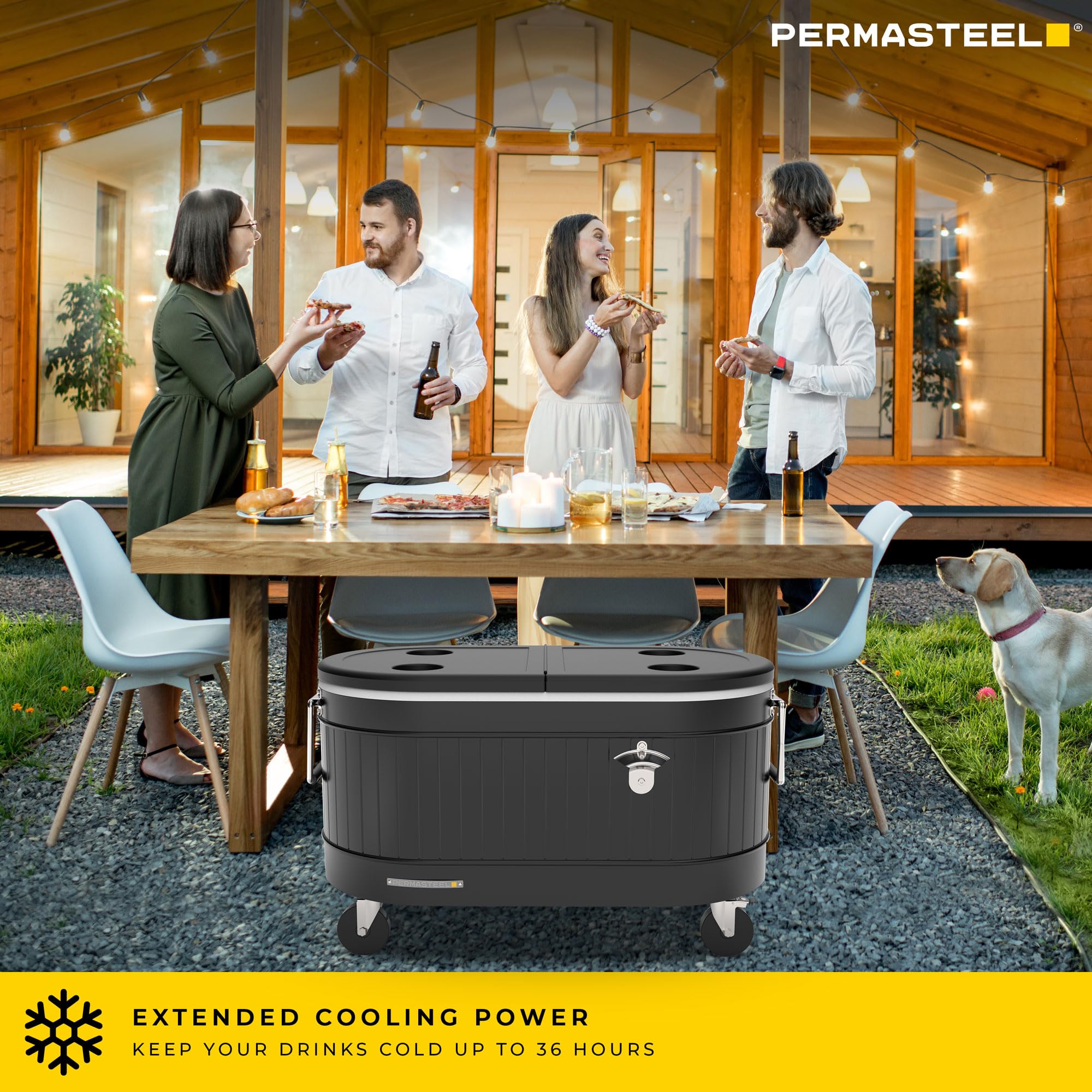 Beach Party Cooler Large Capacity Permasteel 80-Quart Rolling Outdoor ...