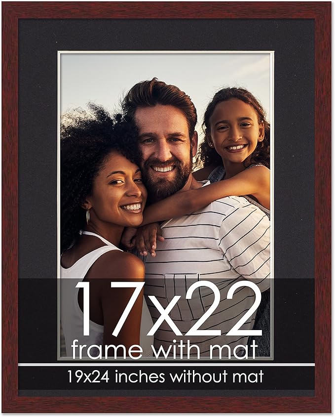 Amazon.com - 17x22 Frame with Mat - Brown 19x24 Frame Wood Made to ...