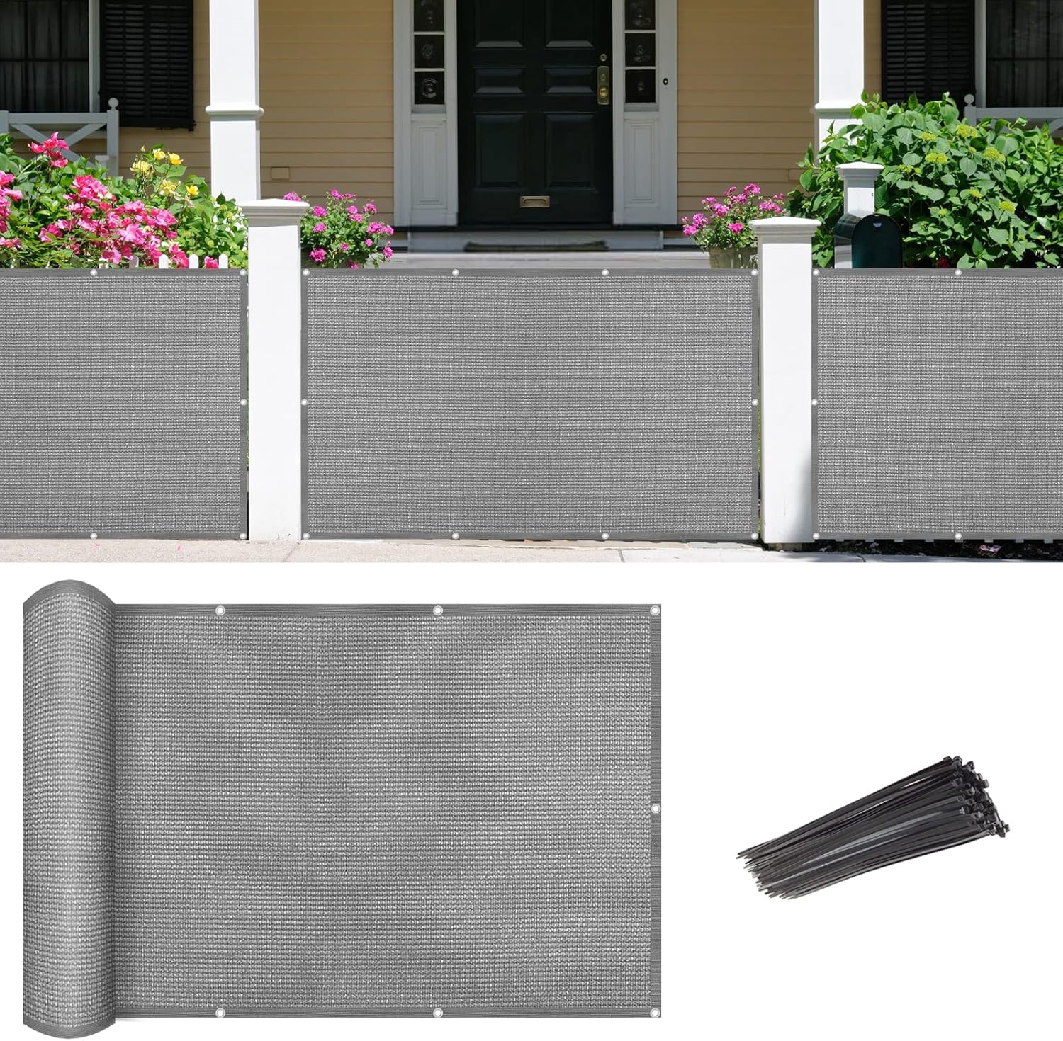 Amazon.com: 2'6" x 15' Grey Fence Screen Balcony Privacy Screen Shade ...