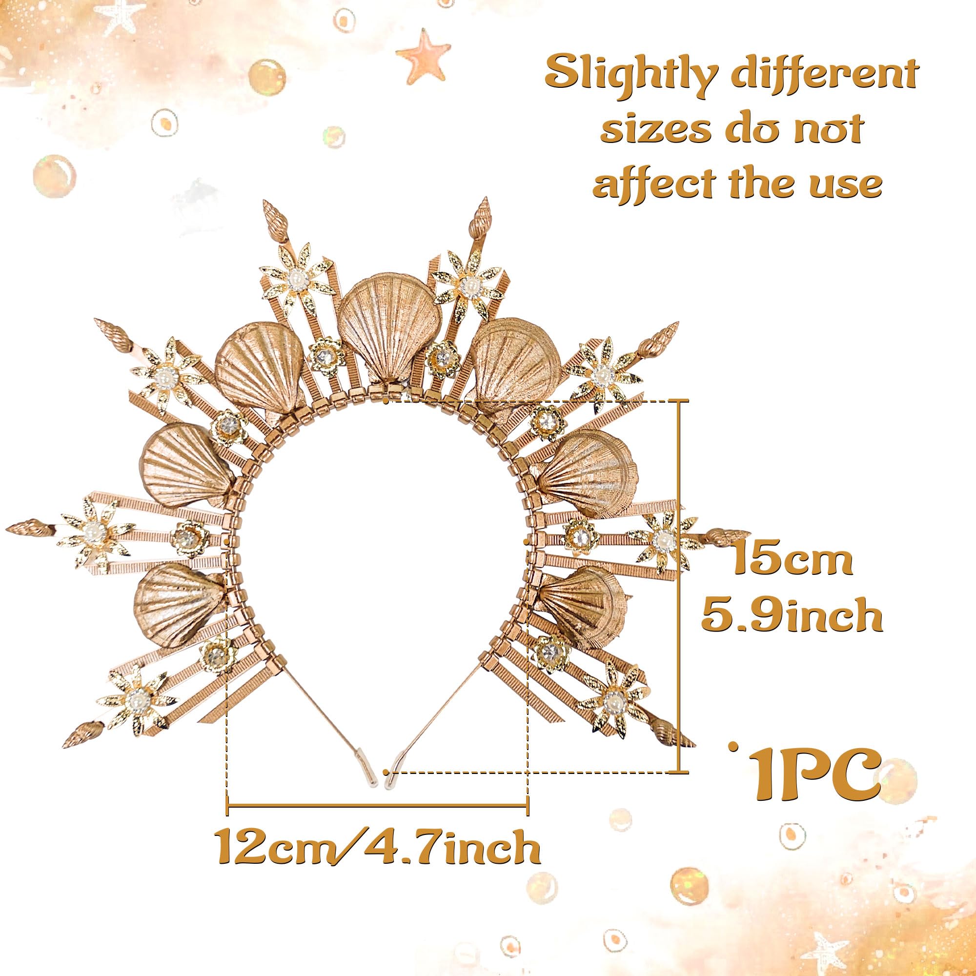 Snapklik.com : Luxury Gold Halo Crown Headpiece Mermaid Headband ...