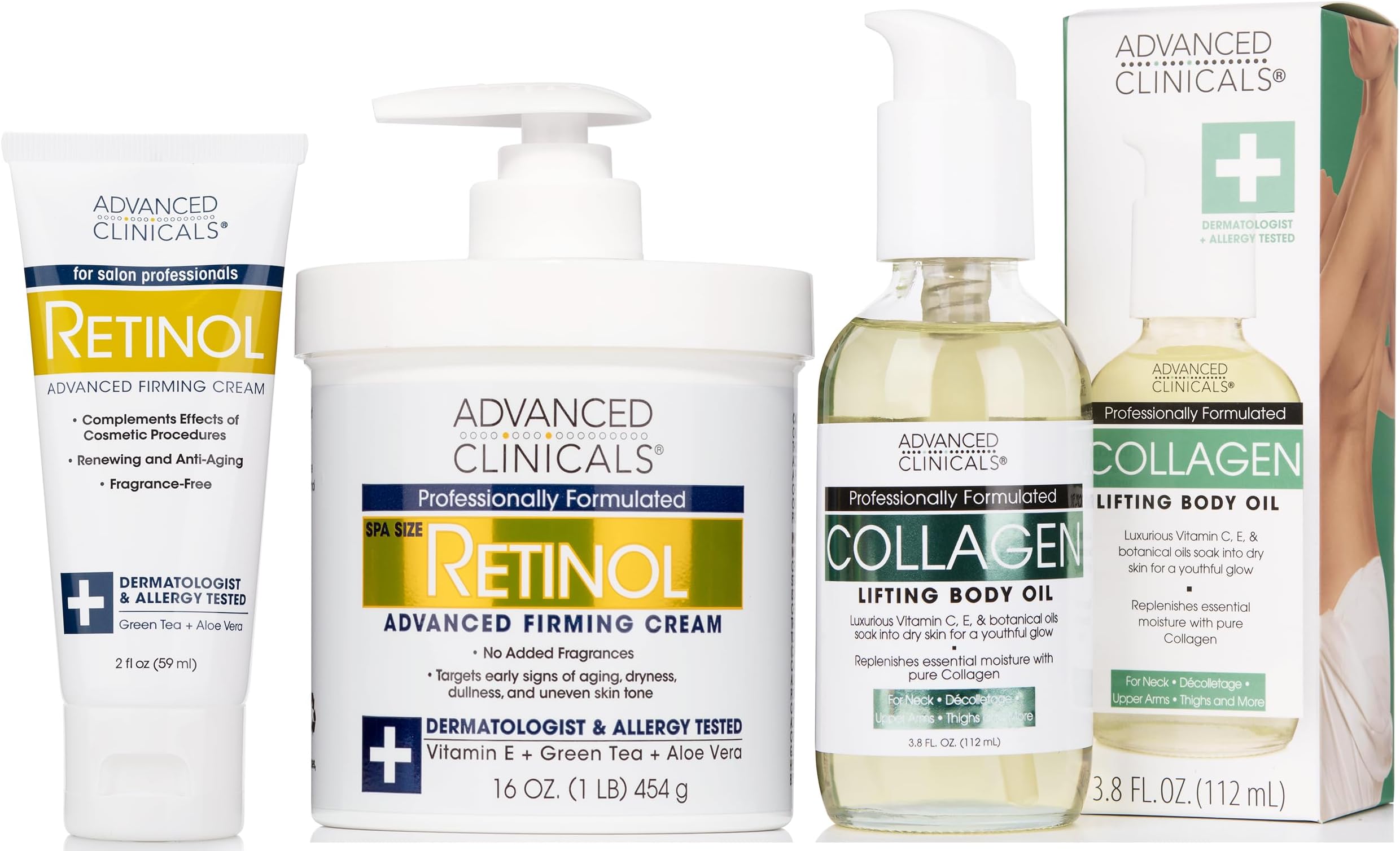Amazon.com : Advanced Clinicals Retinol Firming Cream + Retinol Travel ...