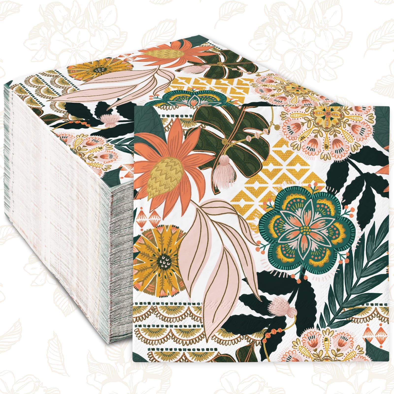 Amazon.com: AnyDesign 80Pcs Vintage Boho Floral Paper Napkins ...