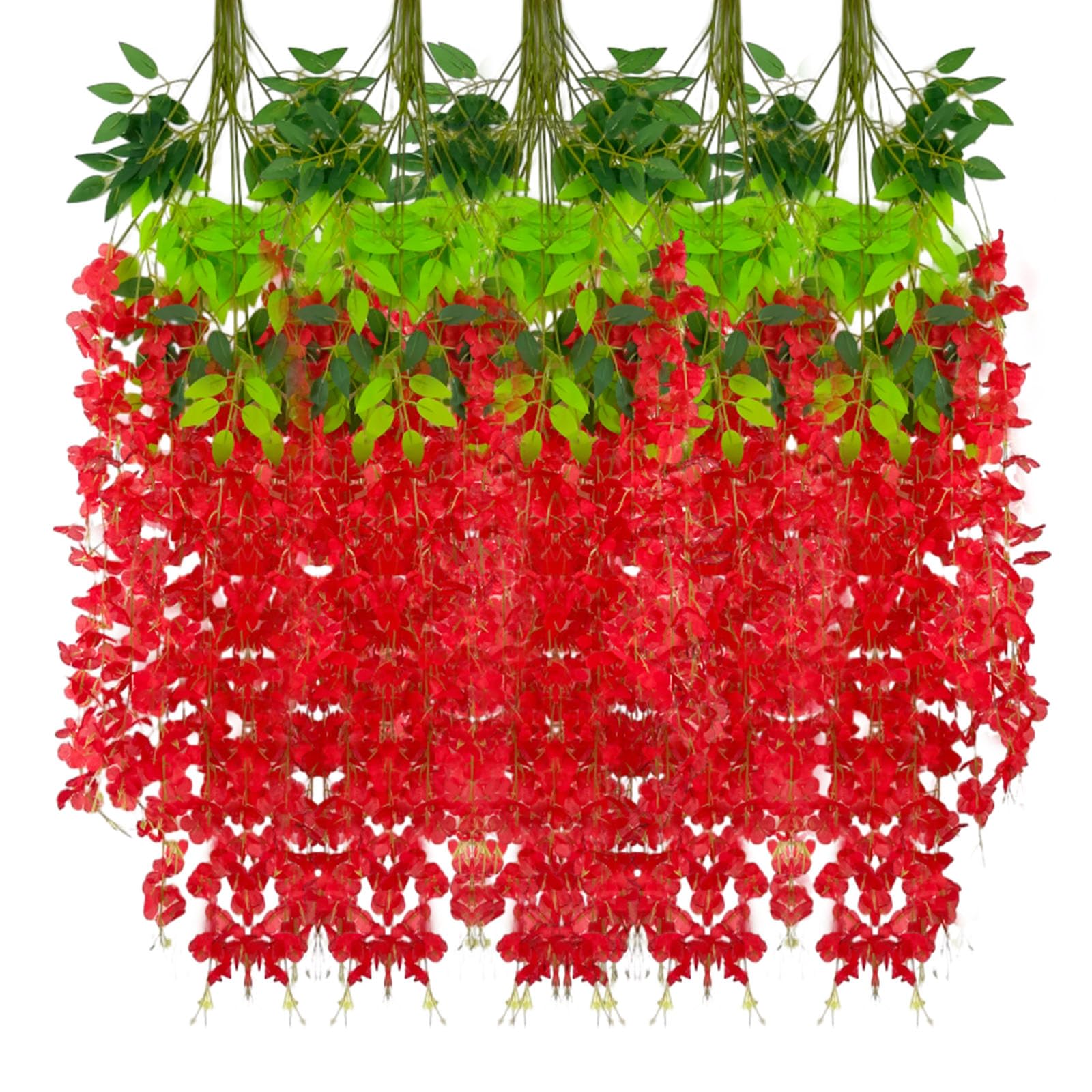 Amazon.com: Luerbi 24 Pack Red Wisteria Hanging Flowers Garland, 3.77 ...