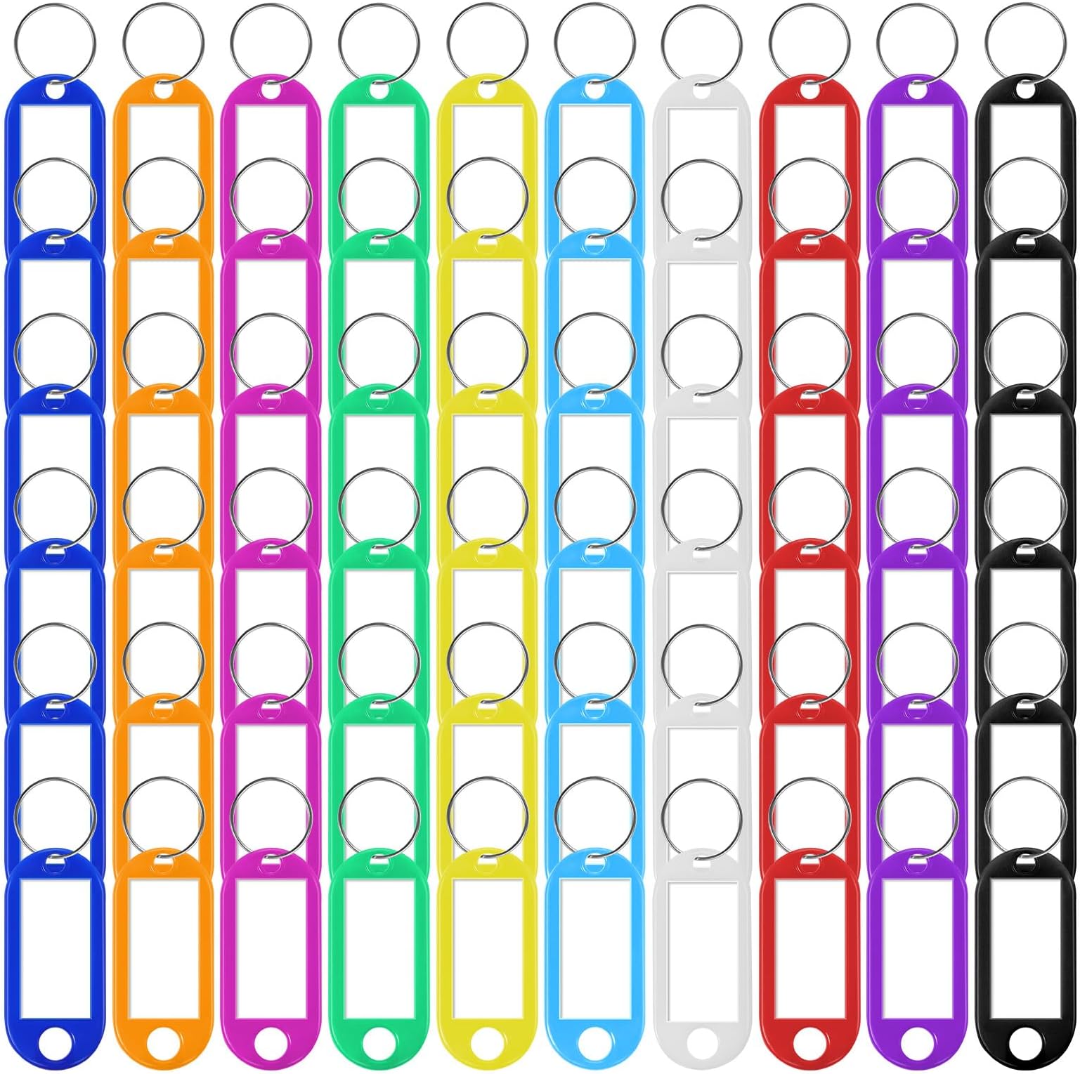 Amazon.com : 60 Pcs Plastic Colored Key Lable Tags, Key Ring Tags with ...