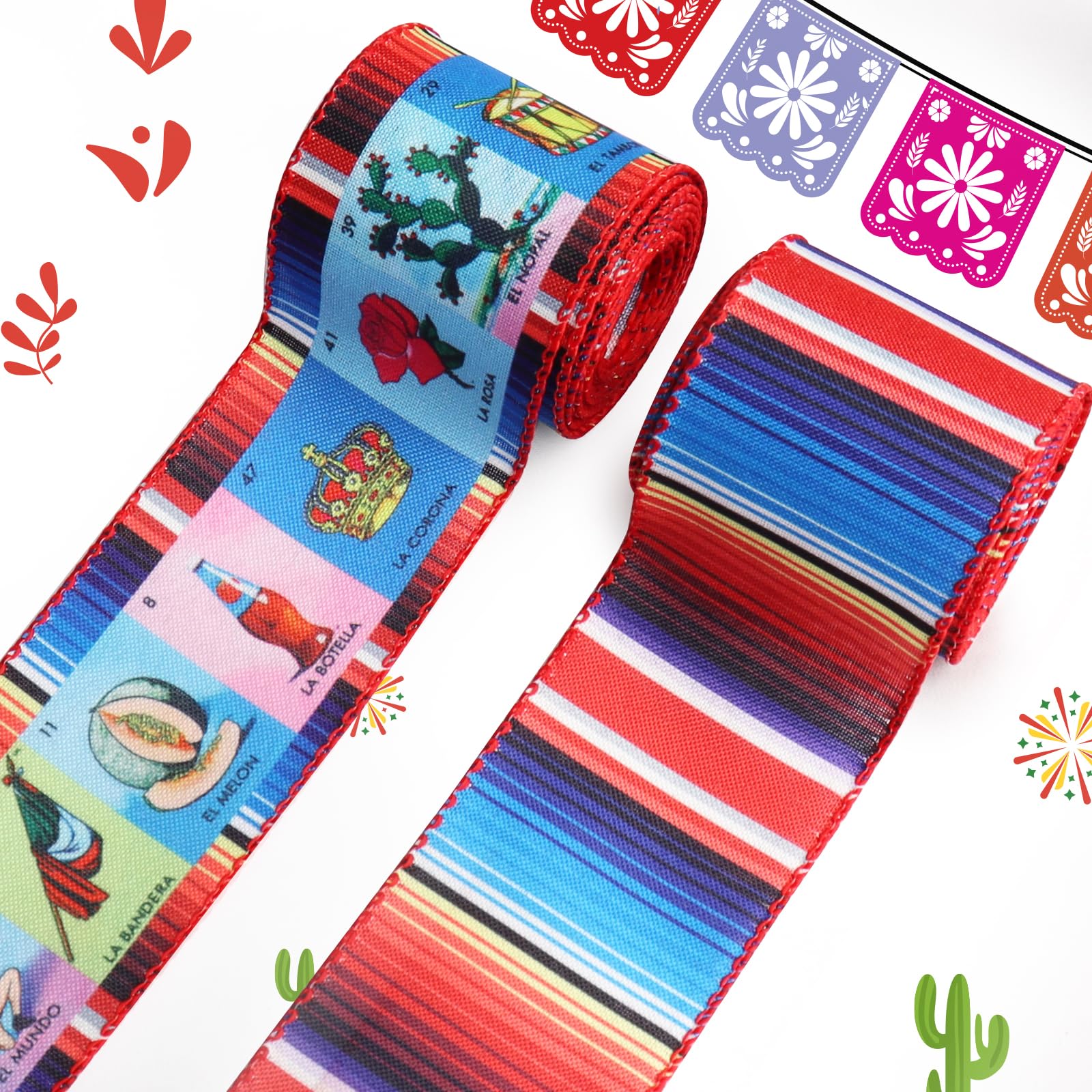 Amazon.com: Threetols 2 Rolls 10 Yards Cinco de Mayo Wired Edge Ribbon ...