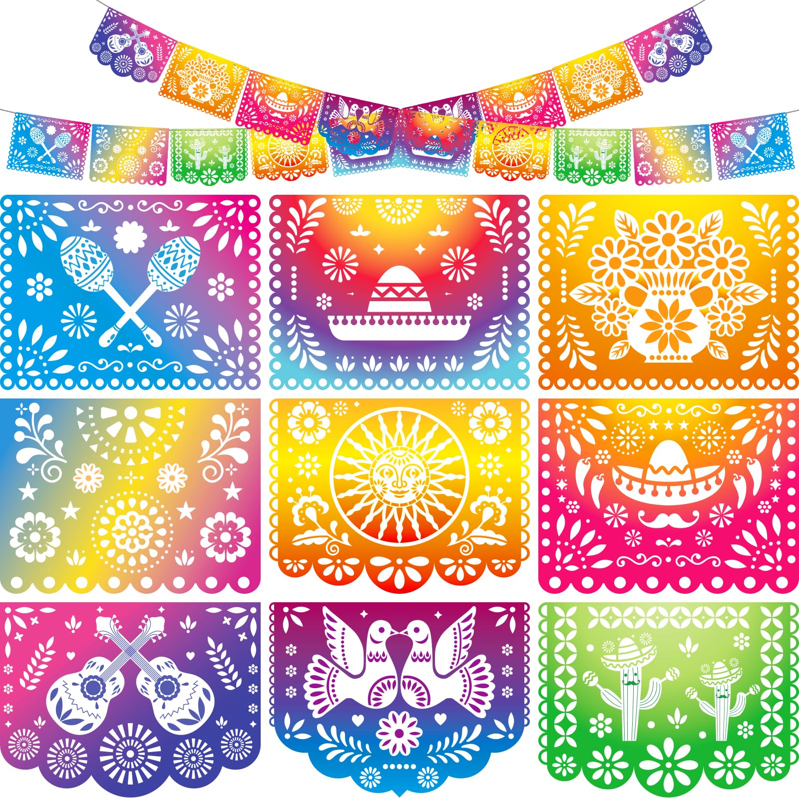 Snapklik.com : Mexican Party Decoration, 18 Feet Plastic Papel Picado ...