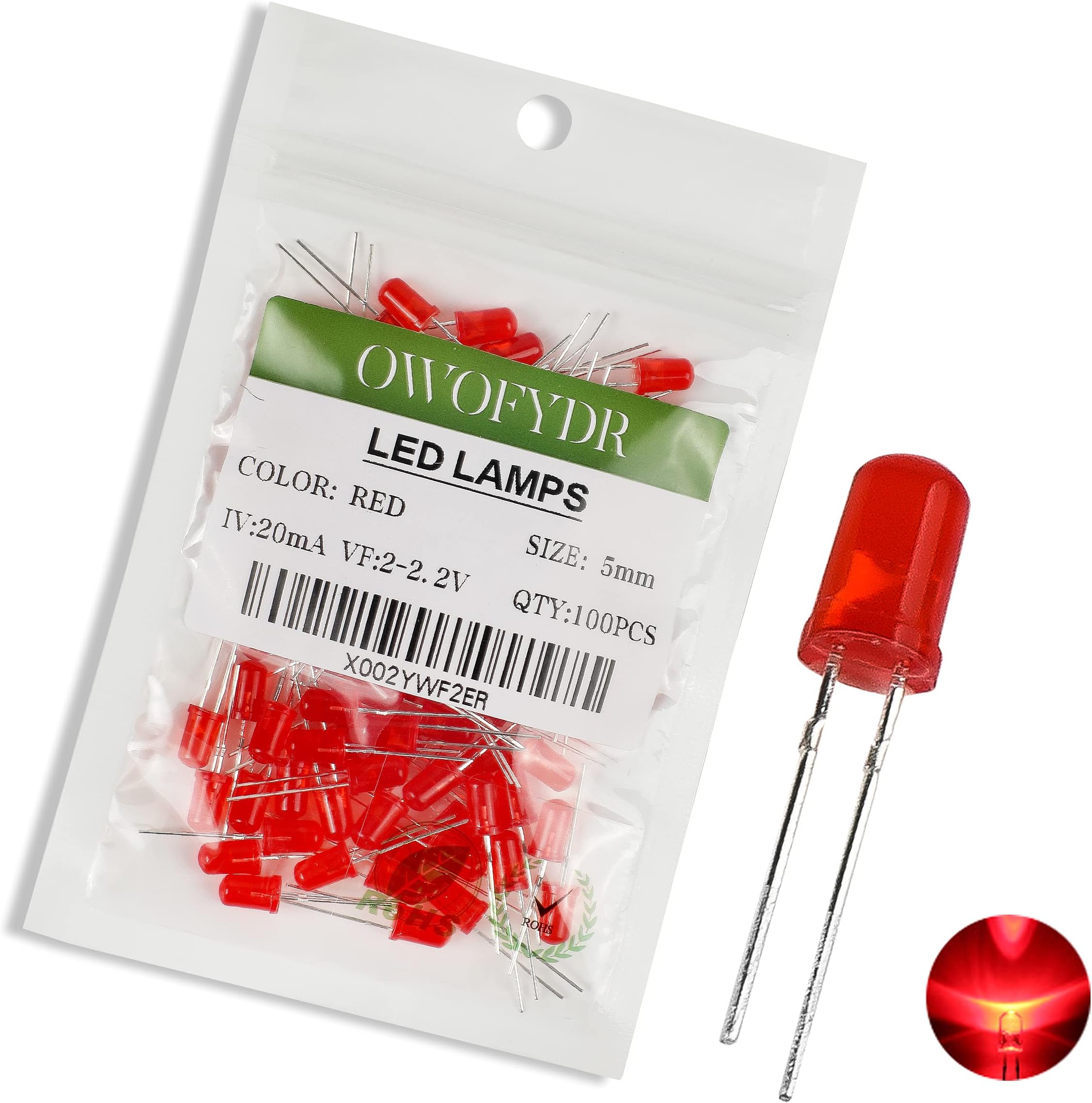 GuuYebe LEDs, Single LED Light 5mm LED Diode Lamp DIY Kit with White ...