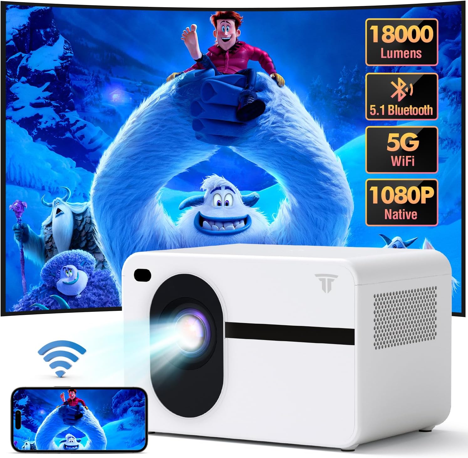 Amazon.com: Projector with Wifi and Bluetooth, 500 ANSI Mini Projector ...