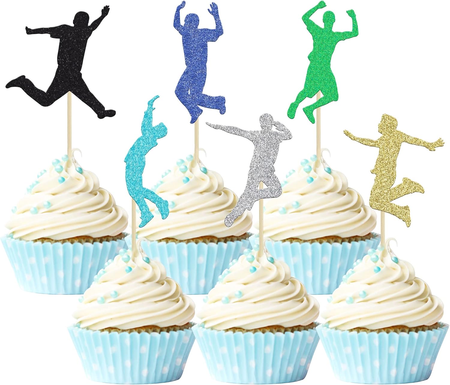 Amazon.com: Gyufise 24Pcs Colorful Boy Trampoline Cupcake Toppers ...