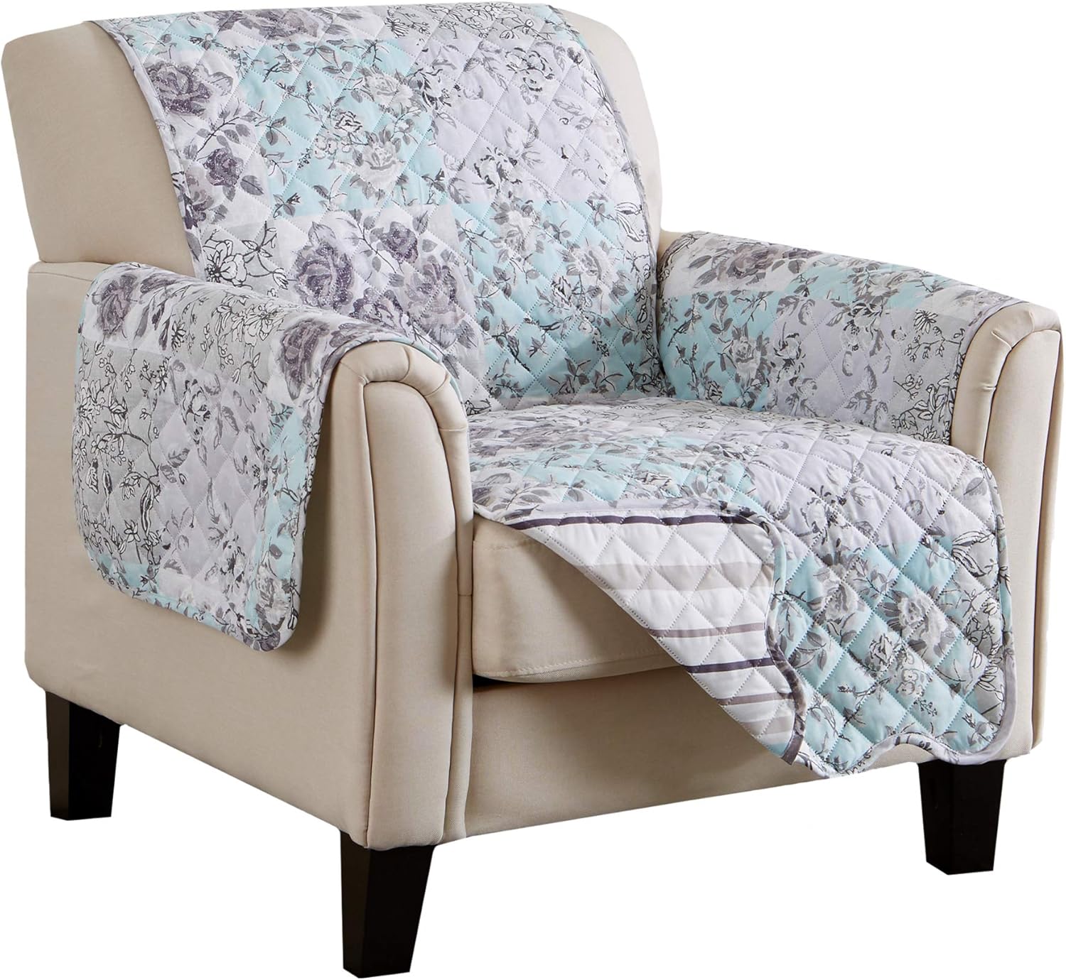 Amazon.com: Reversible Floral Patchwork Furniture Protector Scalloped ...