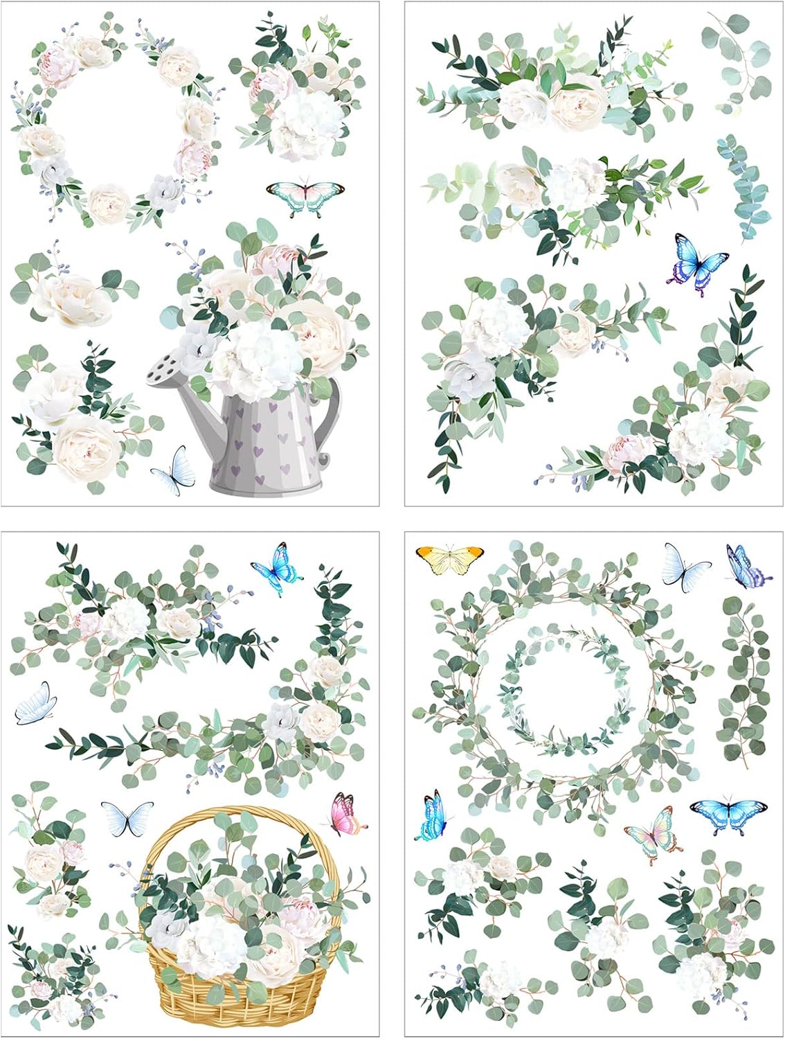 4 Sheets Rub on Transfers 16 x 12 Inches Rose Eucalyptus Sunflower Rub ...