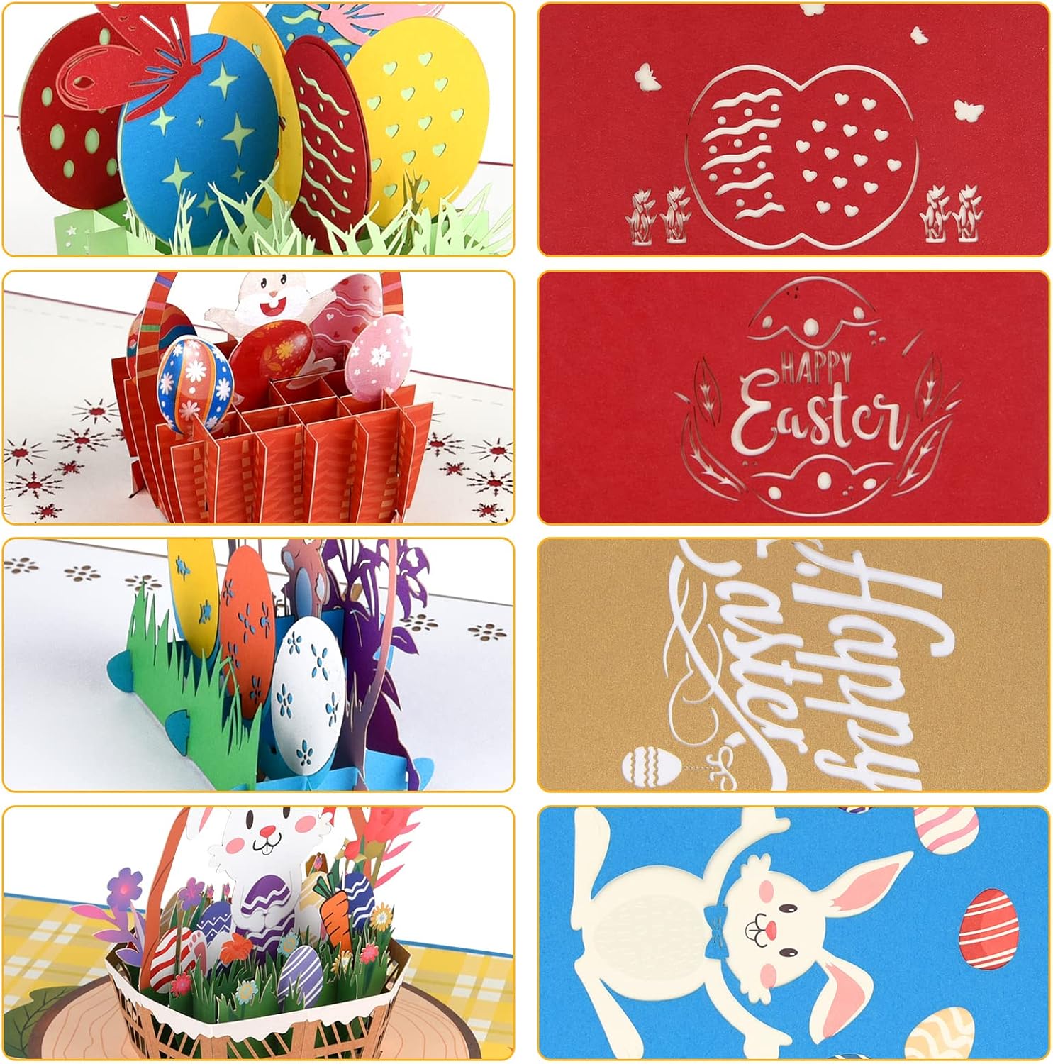 ELECLAND 4 Pcs Easter Pop Up Cards Easter Bunny Eggs Flower Basket 3D ...