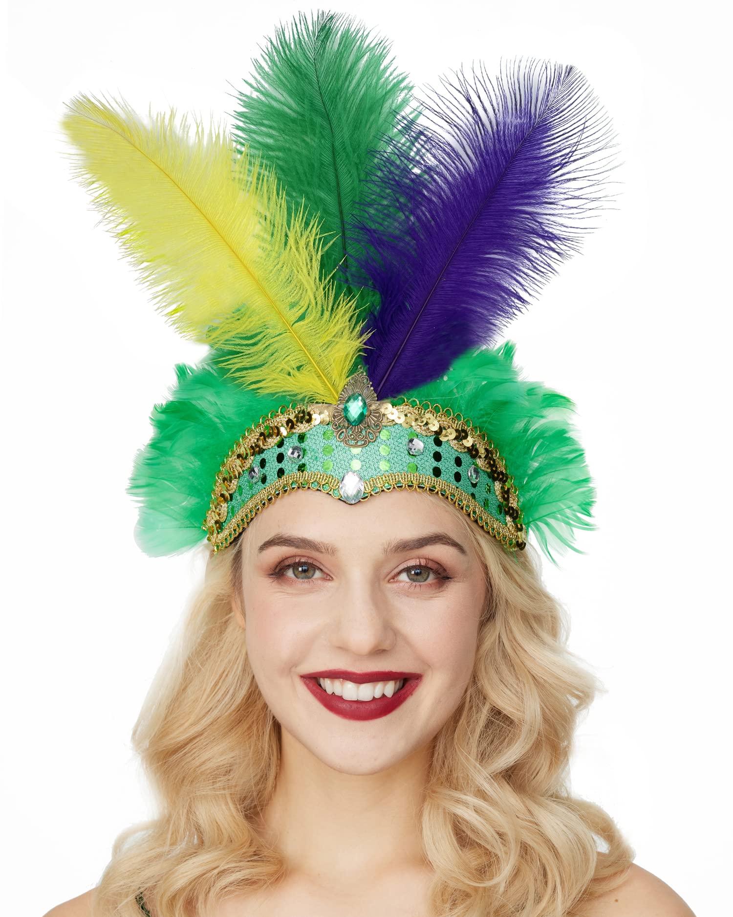 Gionforsy Carnival Headpieces for Women Show Girl Feather Headdress ...