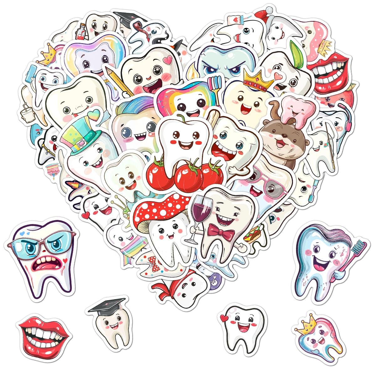 Amazon.com: Pack 50 Pcs Cute Tooth Dentist Stickers for Water Bottles ...
