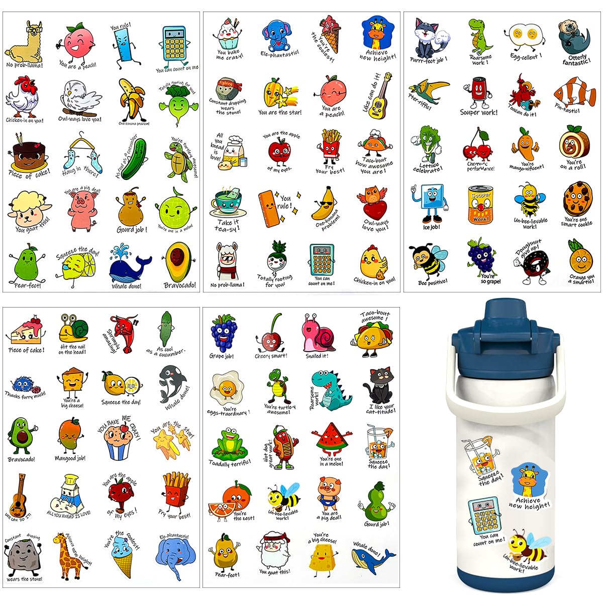 Climberty® 100 Pieces Cartoon Reward Sticker Fun Punned Cartoon Sticker ...